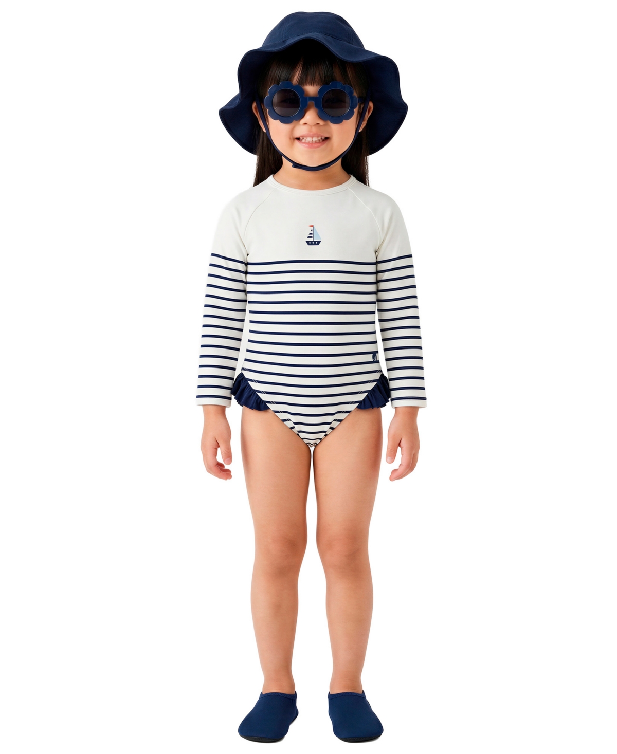 Click here for Sperry Baby Girls Striped One-Piece Swimsuit  Hat... prices