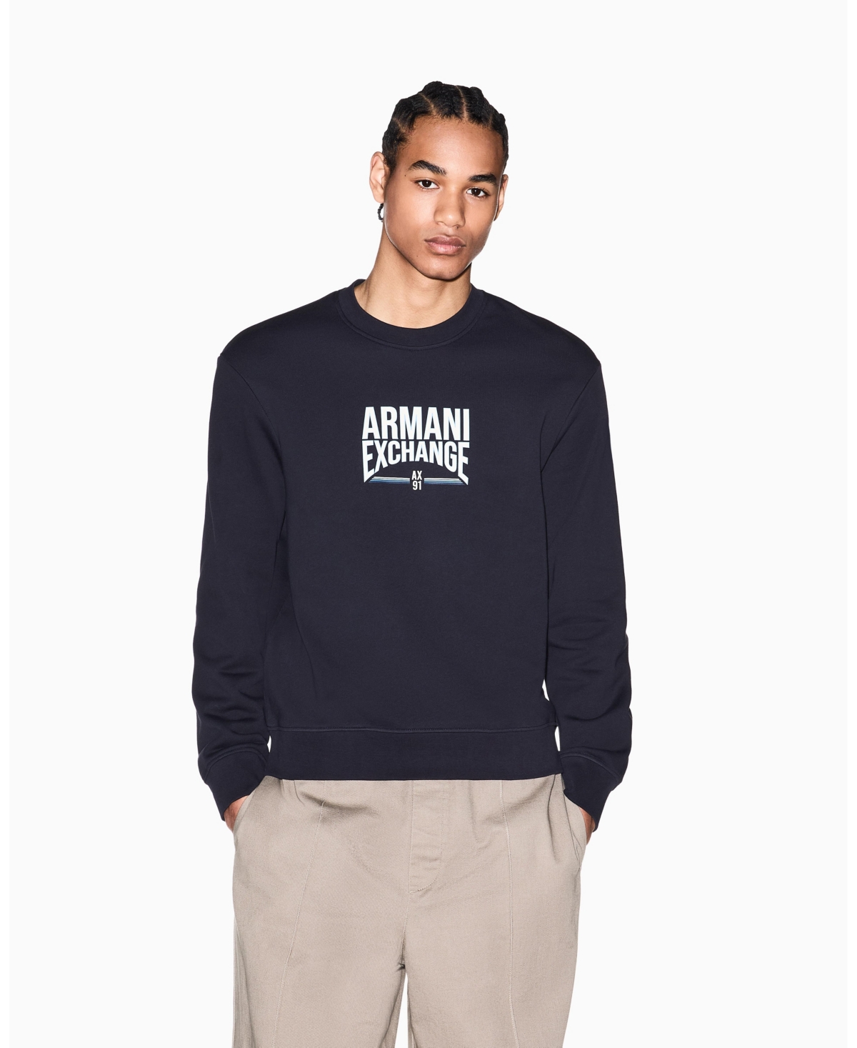 Click here for A|X Armani Exchange Mens Fleece Retro Crewneck - D... prices