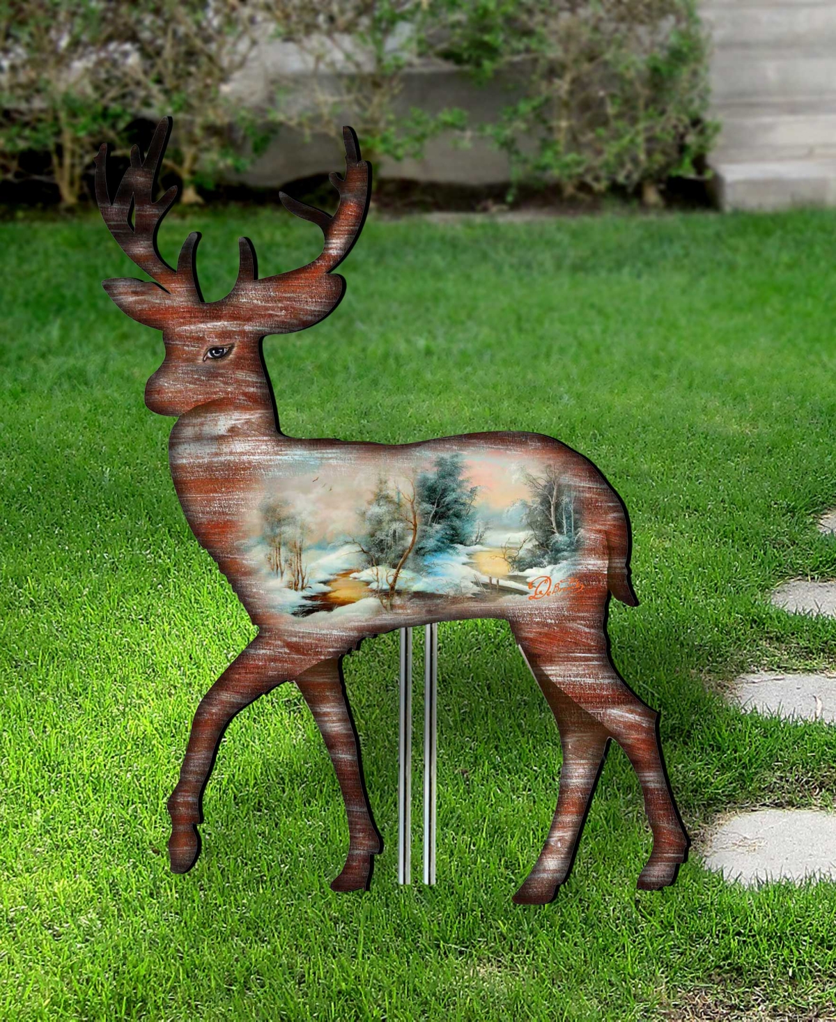Click here for Designocracy Woodsy Deer Scenic Wooden Decor - Mul... prices
