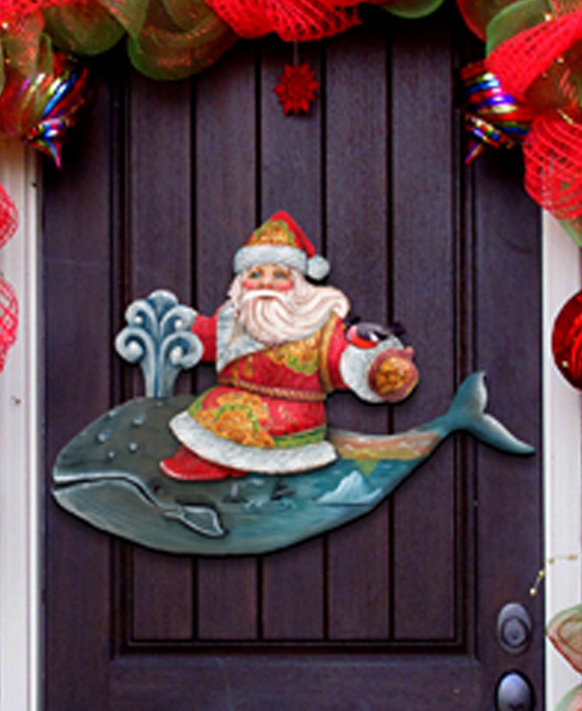 Click here for Designocracy Whale Coastal Santa Christmas Door Ha... prices