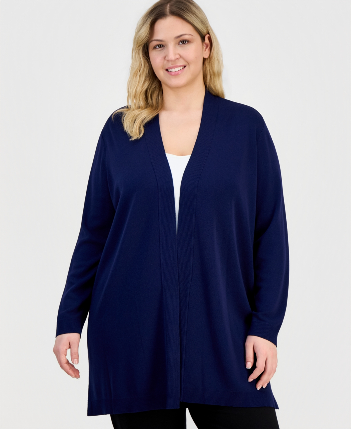 Click here for Jones New York Plus Size Open-Front Cardigan Sweat... prices