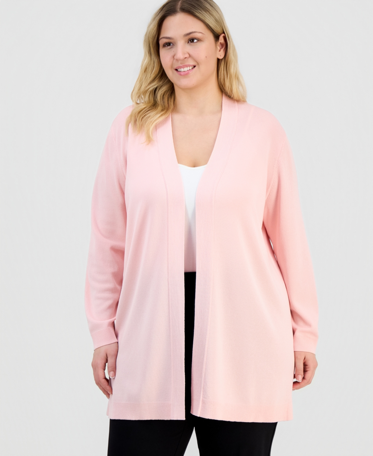 Click here for Jones New York Plus Size Open-Front Cardigan Sweat... prices