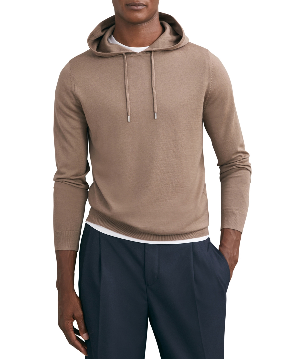 Click here for Reiss Mens Merino Wool Drawstring Hoodie - Camel B... prices