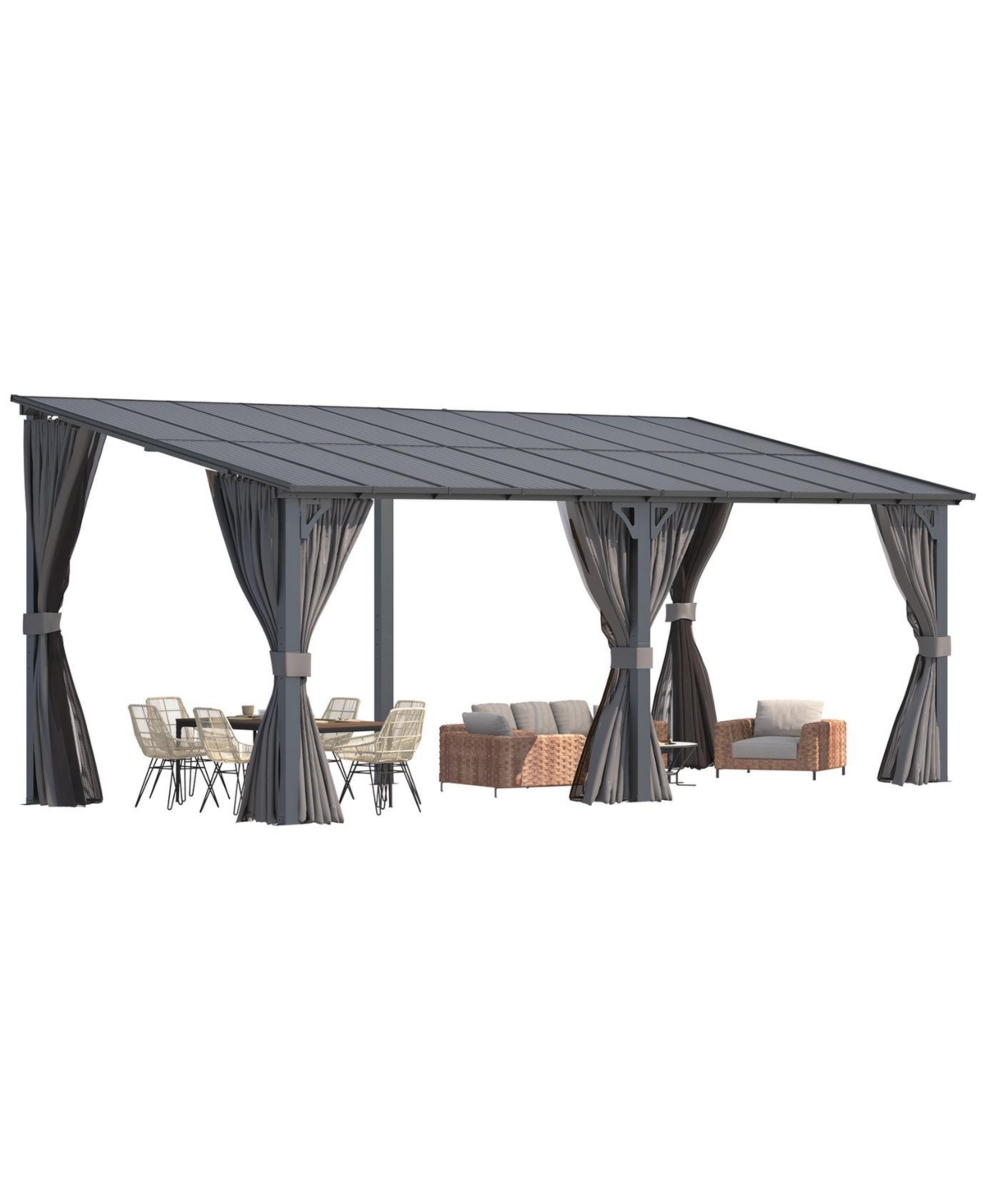 Click here for Aecojoy 20x8 Wall Gazebo with Curtains and Mosquit... prices