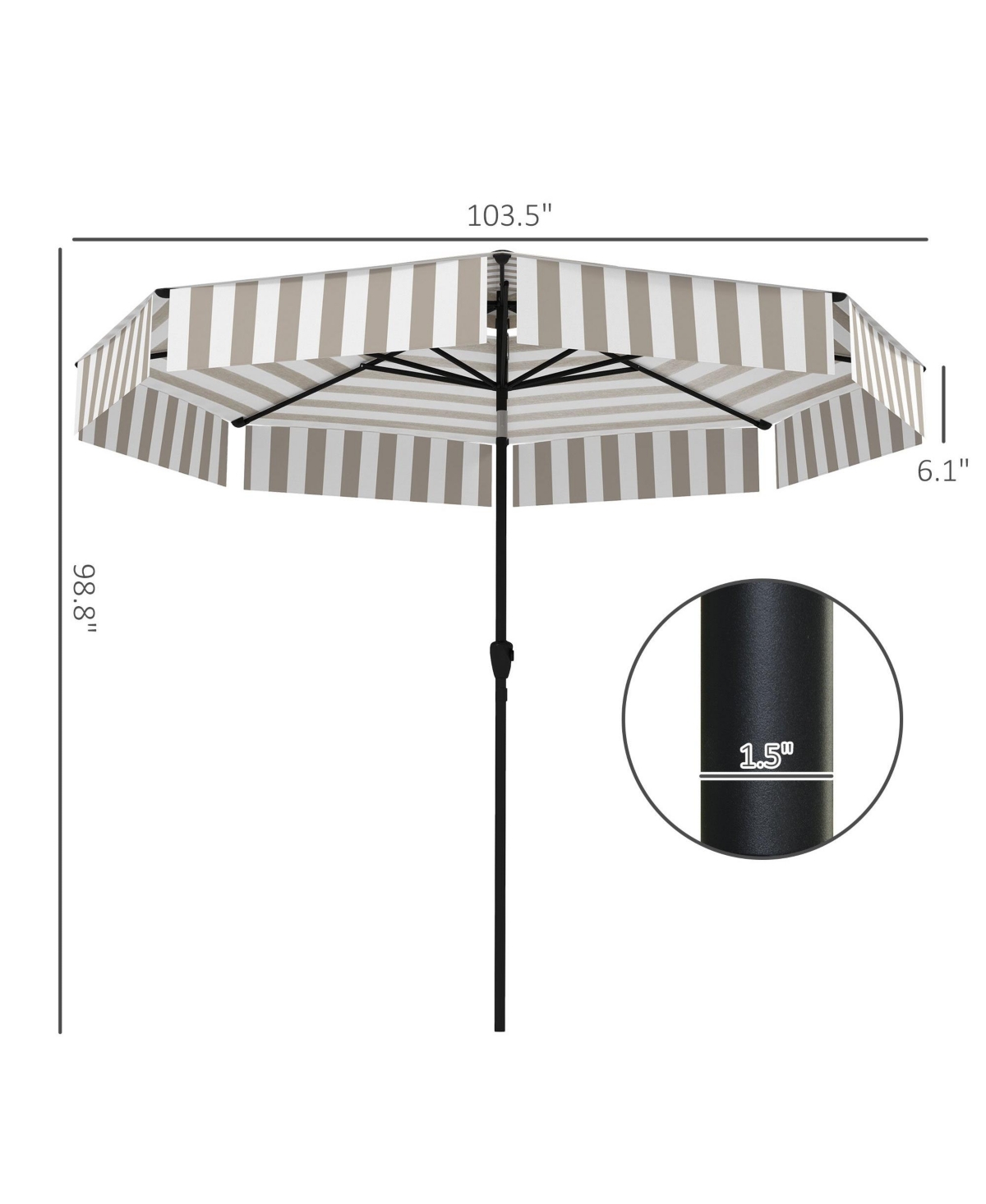 Click here for Clihome Outdoor Market Umbrella Patio Umbrella 2-T... prices