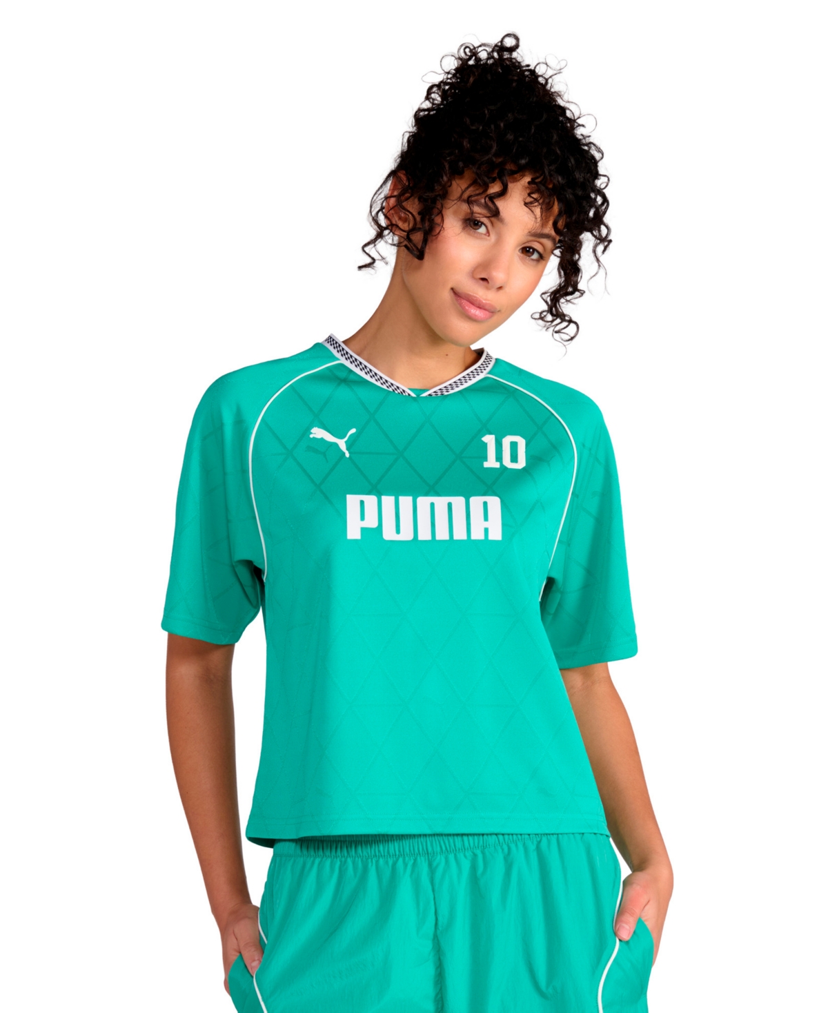 Click here for Puma Womens Relaxed-Fit Jersey Top - Vibrant Green prices