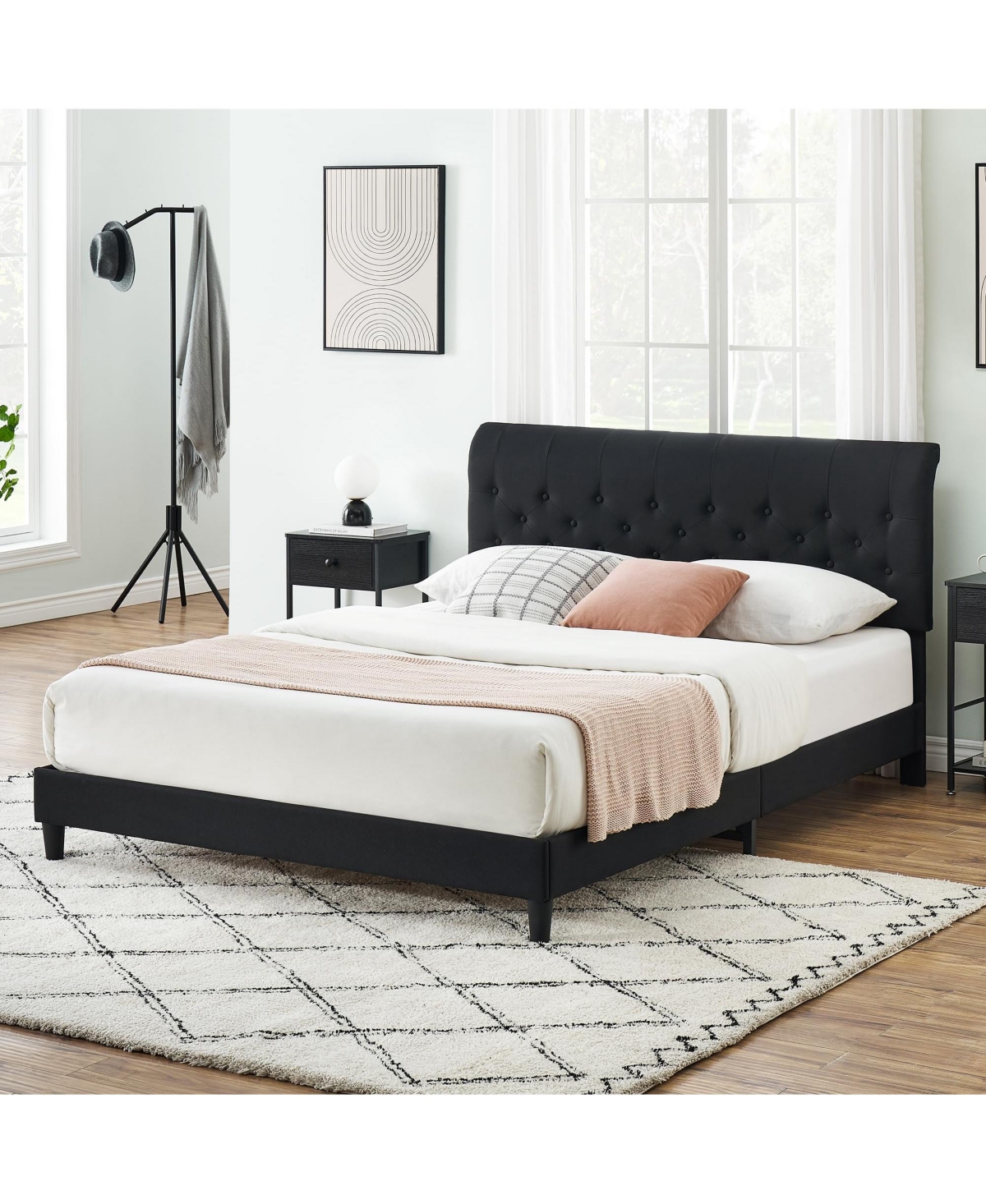 Click here for gaomon Queen Bed Frame with Curved Upholstered Hea... prices