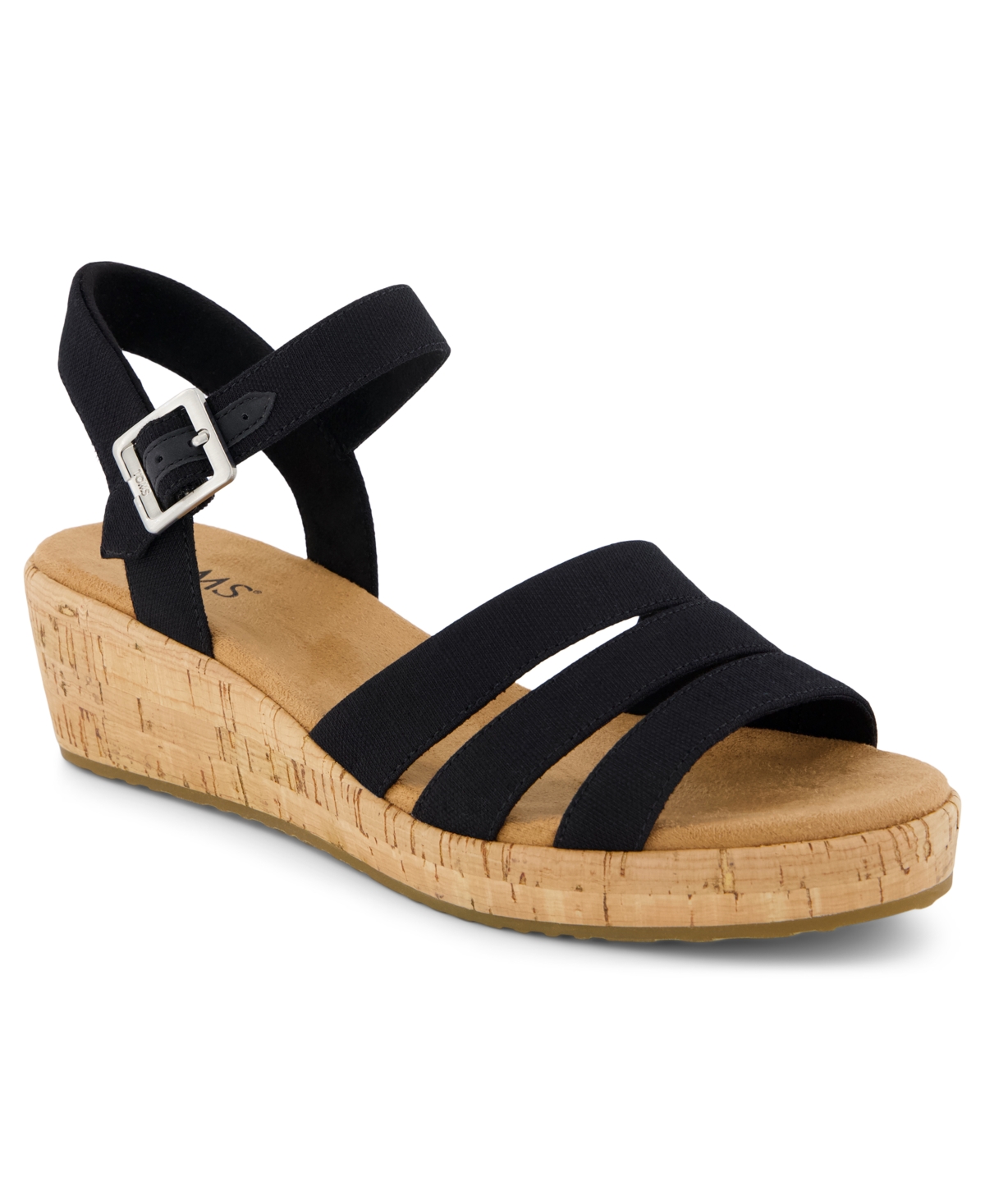 Click here for Toms Womens Julia Open Toe Wedge Sandals - Black prices