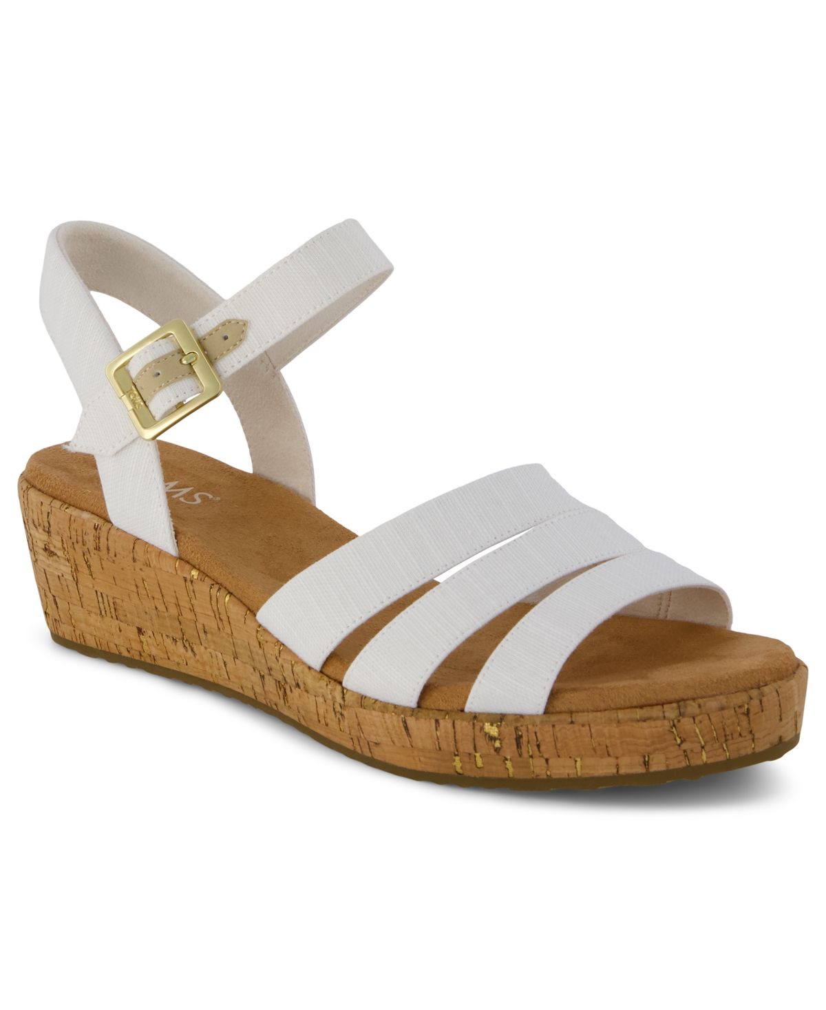 Click here for Toms Womens Julia Open Toe Wedge Sandals - White prices