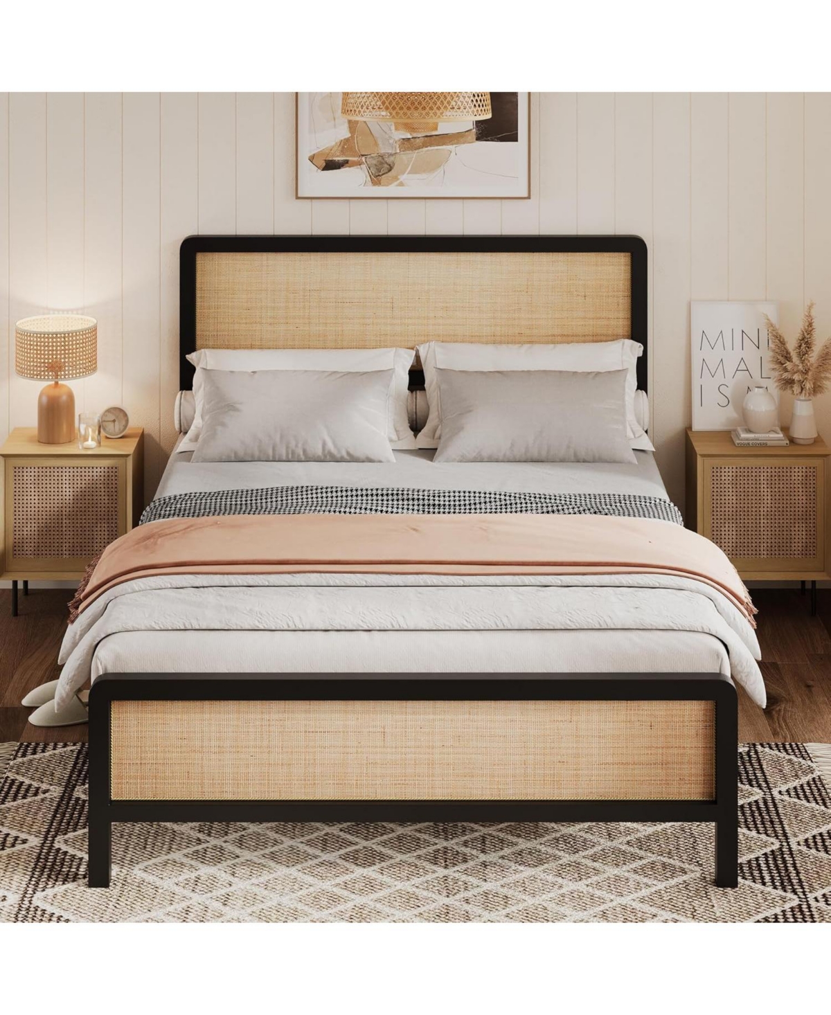 Click here for Gaomon Boho Rattan Full Size Bed Frame with Headbo... prices