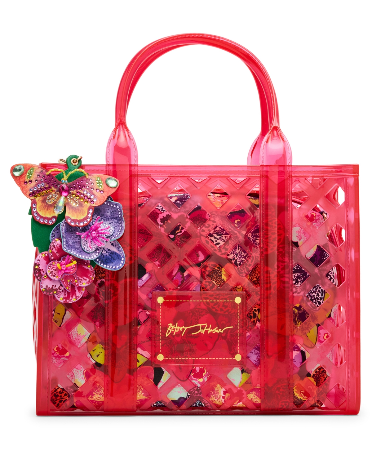 Click here for Betsey Johnson Jammin Clear Small Satchel Bag - Pi... prices