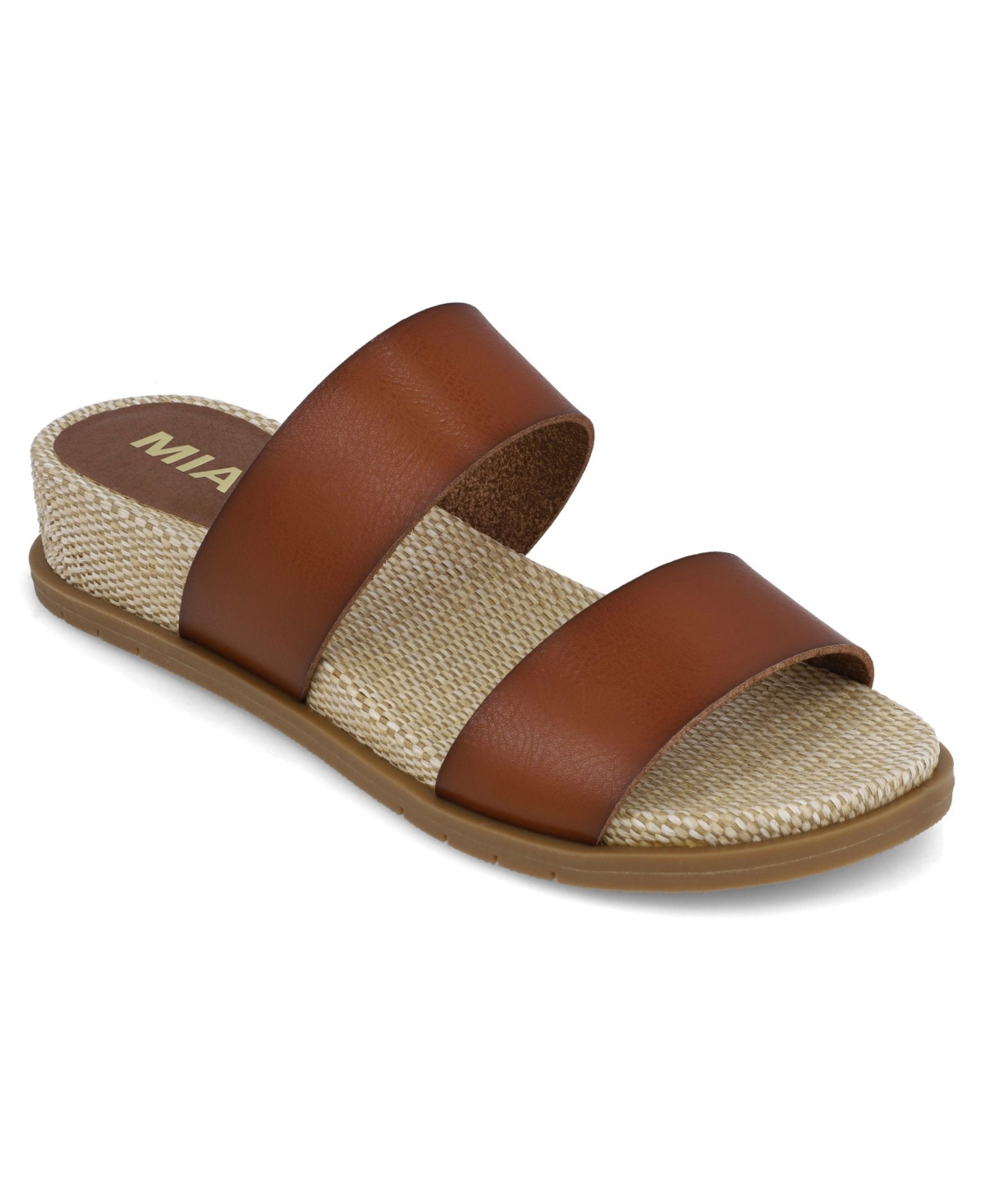 Click here for Mia Womens Yelena Wedge Slide Sandals - Cognac/Raf... prices