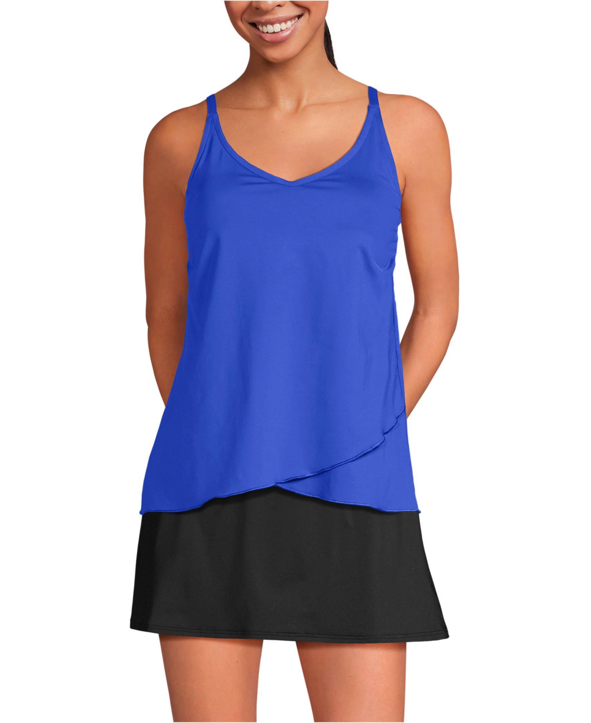 Click here for Lands End Womens Long Torso Tulip Hem Tankini Top... prices