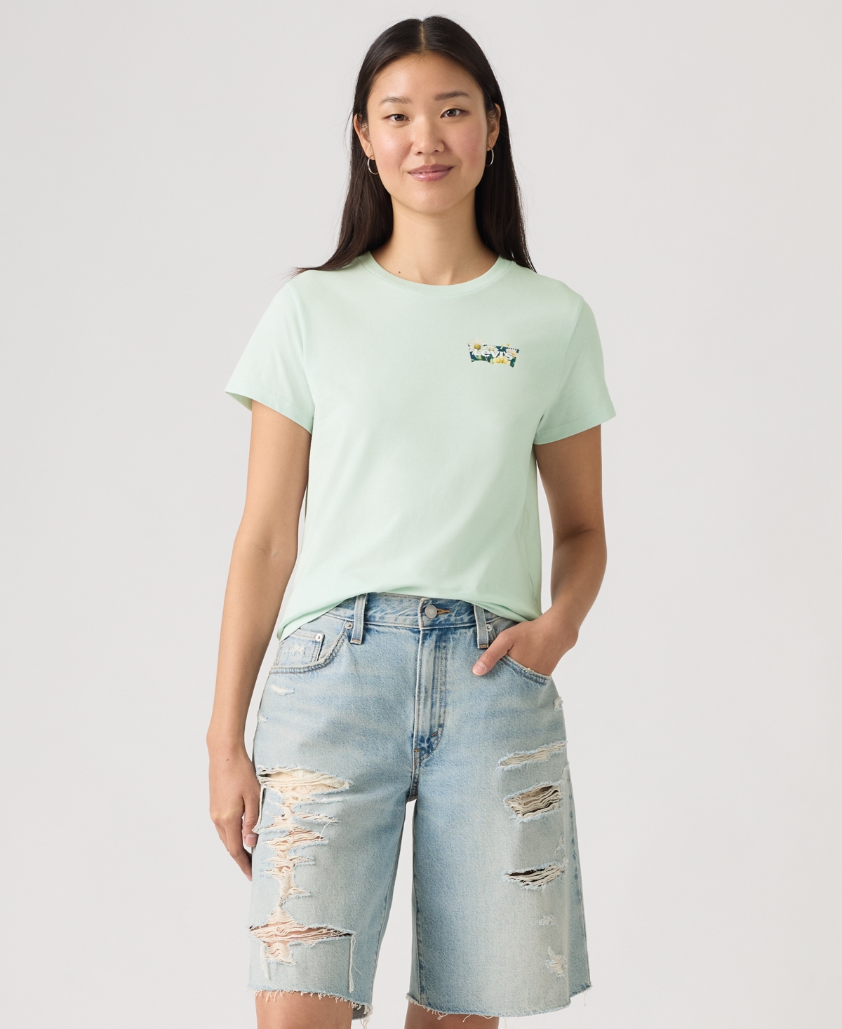 Click here for Levis Womens Perfect Graphic Logo Cotton T-shirt -... prices