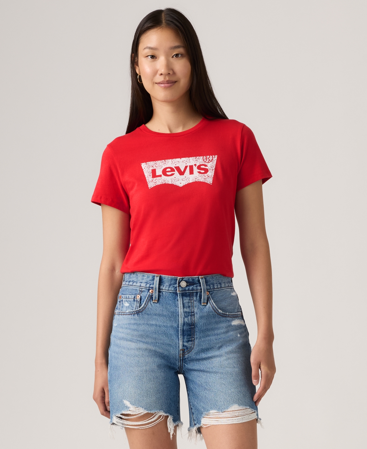 Click here for Levis Womens Perfect Graphic Logo Cotton T-shirt -... prices