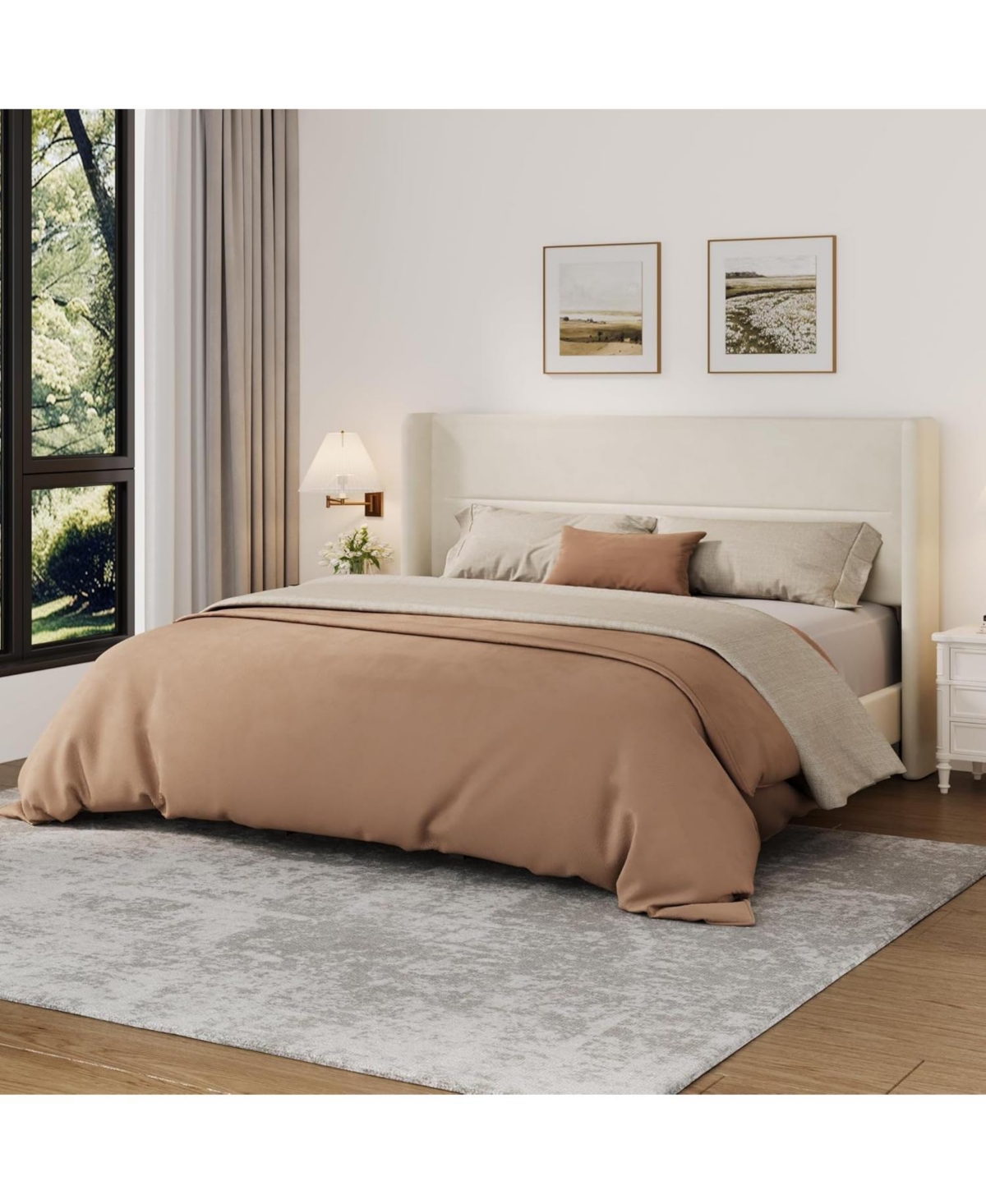 Click here for gaomon Bed Frame with Wingback Headboard  Velvet U... prices