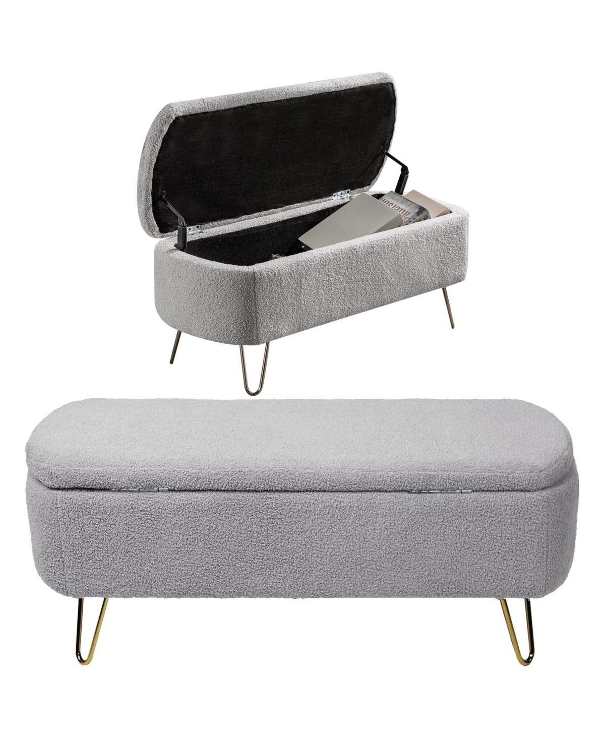 Click here for Rainsken Modern Storage Ottoman Bench - Oval Faux... prices