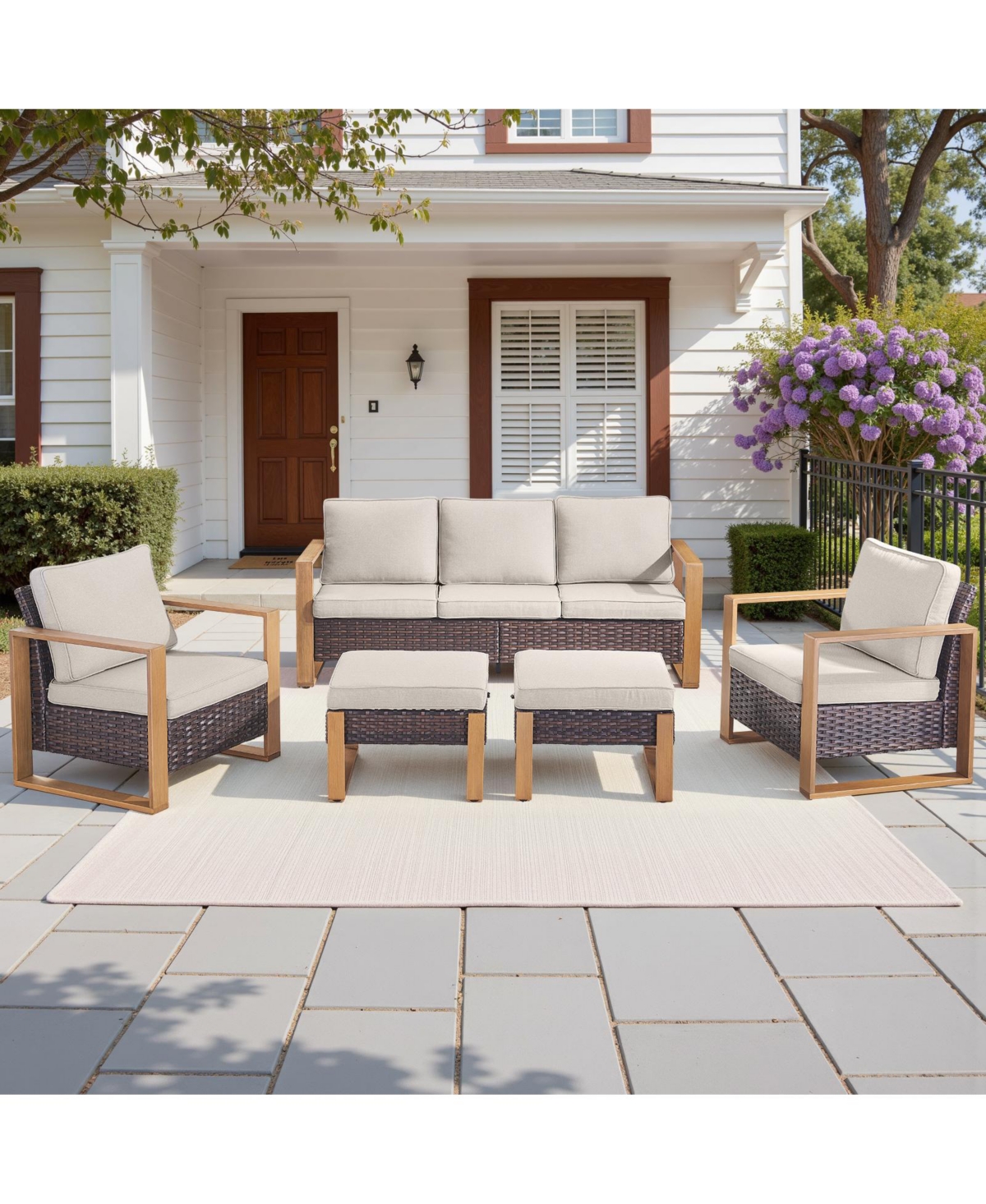 Click here for Gymojoy 5 Pieces Outdoor Furniture-High Back Outdo... prices