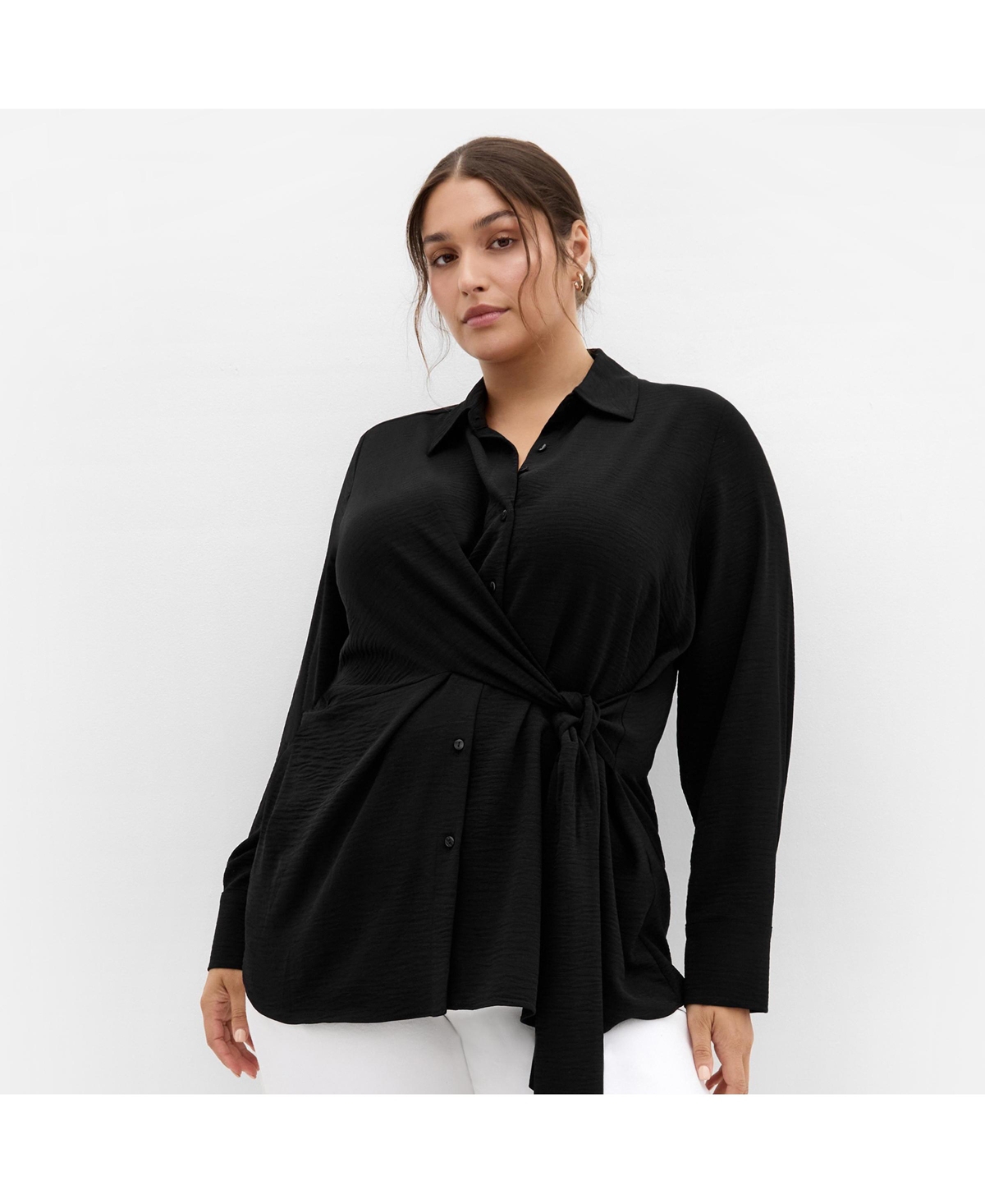 Click here for City Chic Womens Telia Side Tie Shirt - Black prices