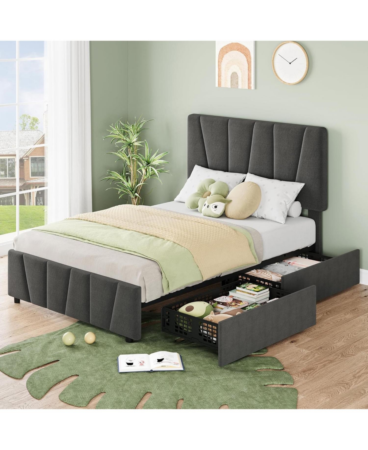 Click here for gaomon Bed Frame with 4 Storage Drawers and Headbo... prices