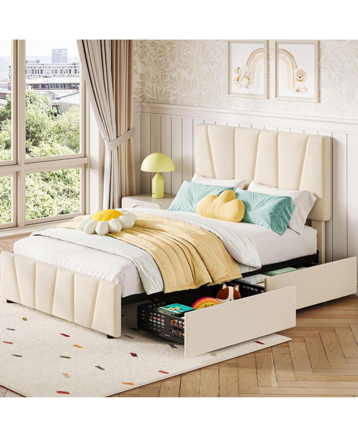Click here for gaomon Bed Frame with 4 Storage Drawers and Headbo... prices