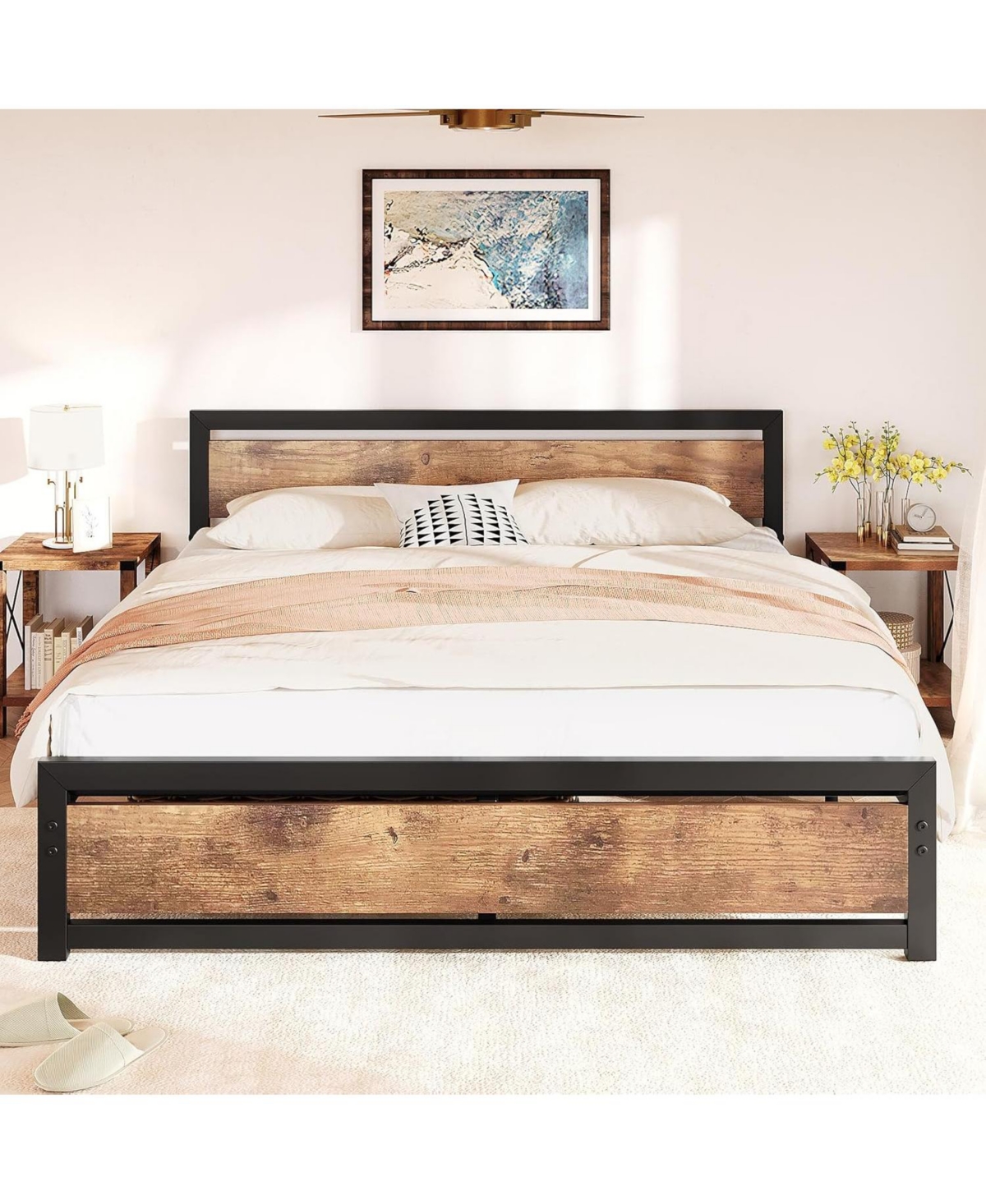 Click here for gaomon Bed Frame Industrial Platform With Headboar... prices