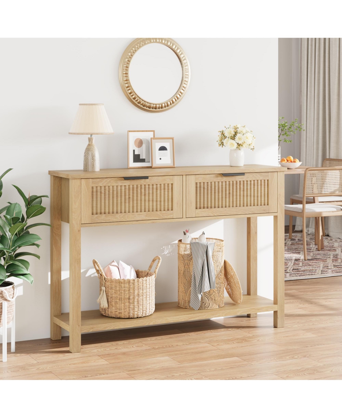 Click here for gaomon 43" Farmhouse Wooden Console Table wit... prices