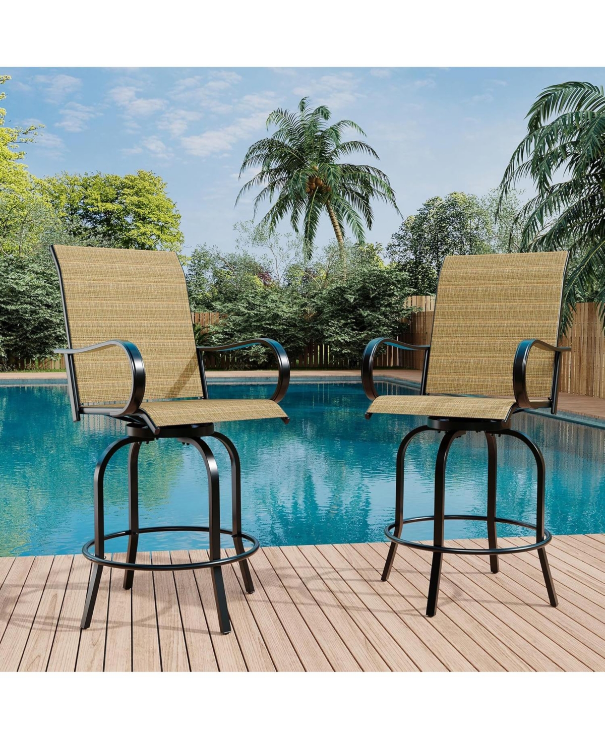 Click here for gaomon 2 Piece Outdoor Swivel Bar Chairs  Patio Hi... prices