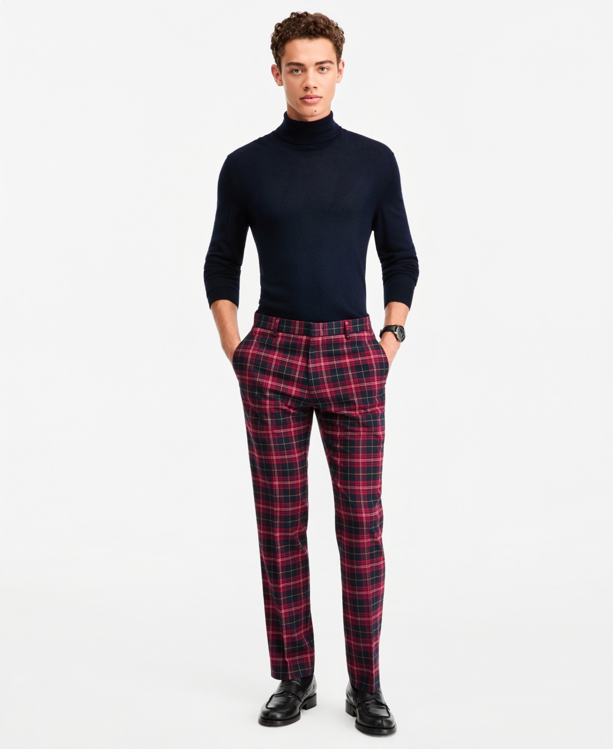 Click here for Tommy Hilfiger Mens Modern-Fit Pattern Pants - Red... prices