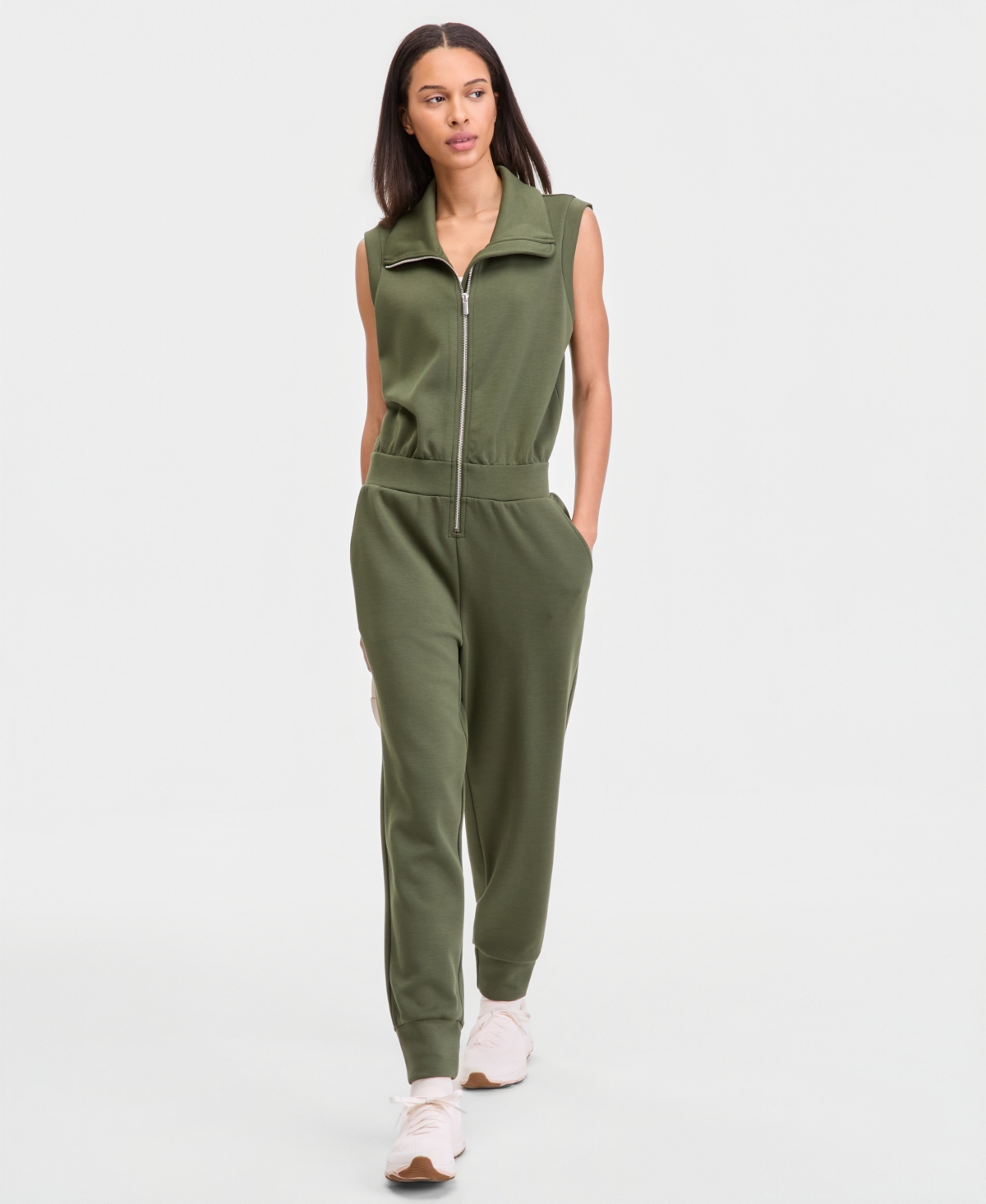 Click here for Id Ideology Womens Zip-Front Sleeveless Jumpsuit... prices