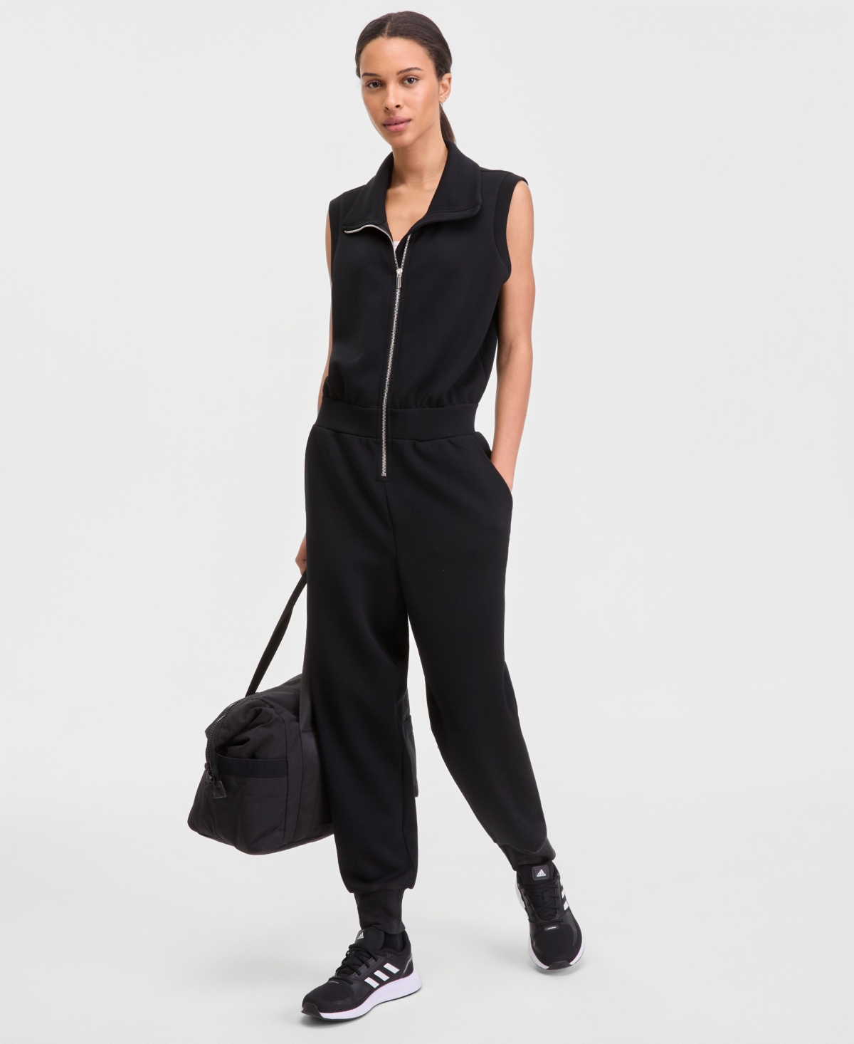 Click here for Id Ideology Womens Zip-Front Sleeveless Jumpsuit... prices