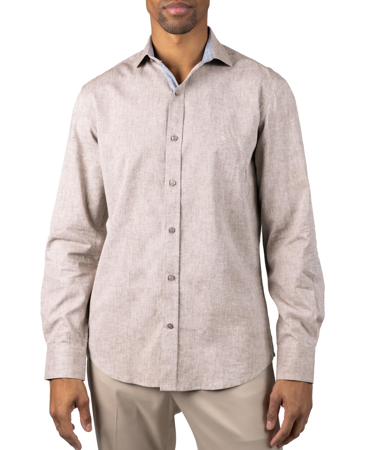 Click here for Tailorbyrd Mens Yarn Dyed Melange Linen Long Sleev... prices