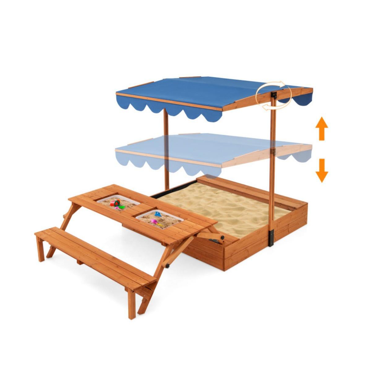 Click here for Hongge Kids Wooden Sand Box with Foldable Picnic S... prices