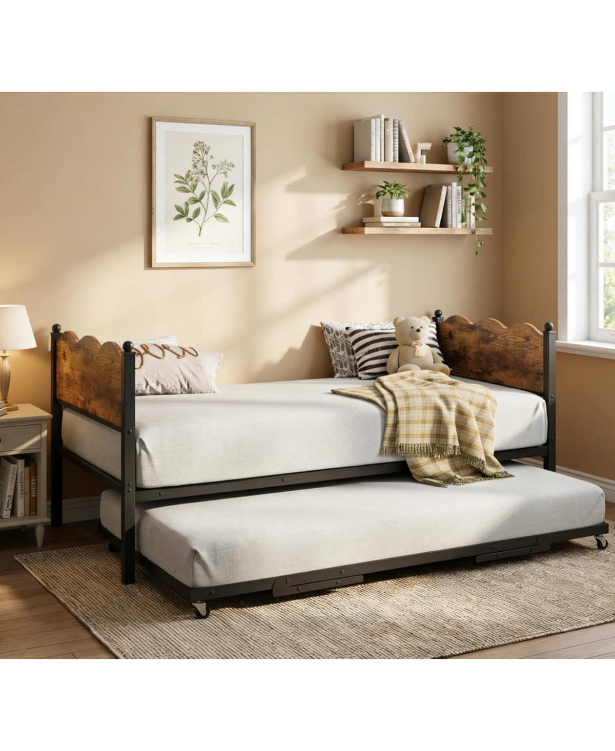 Click here for gaomon Twin Daybed with Trundle  Industrial Wood G... prices