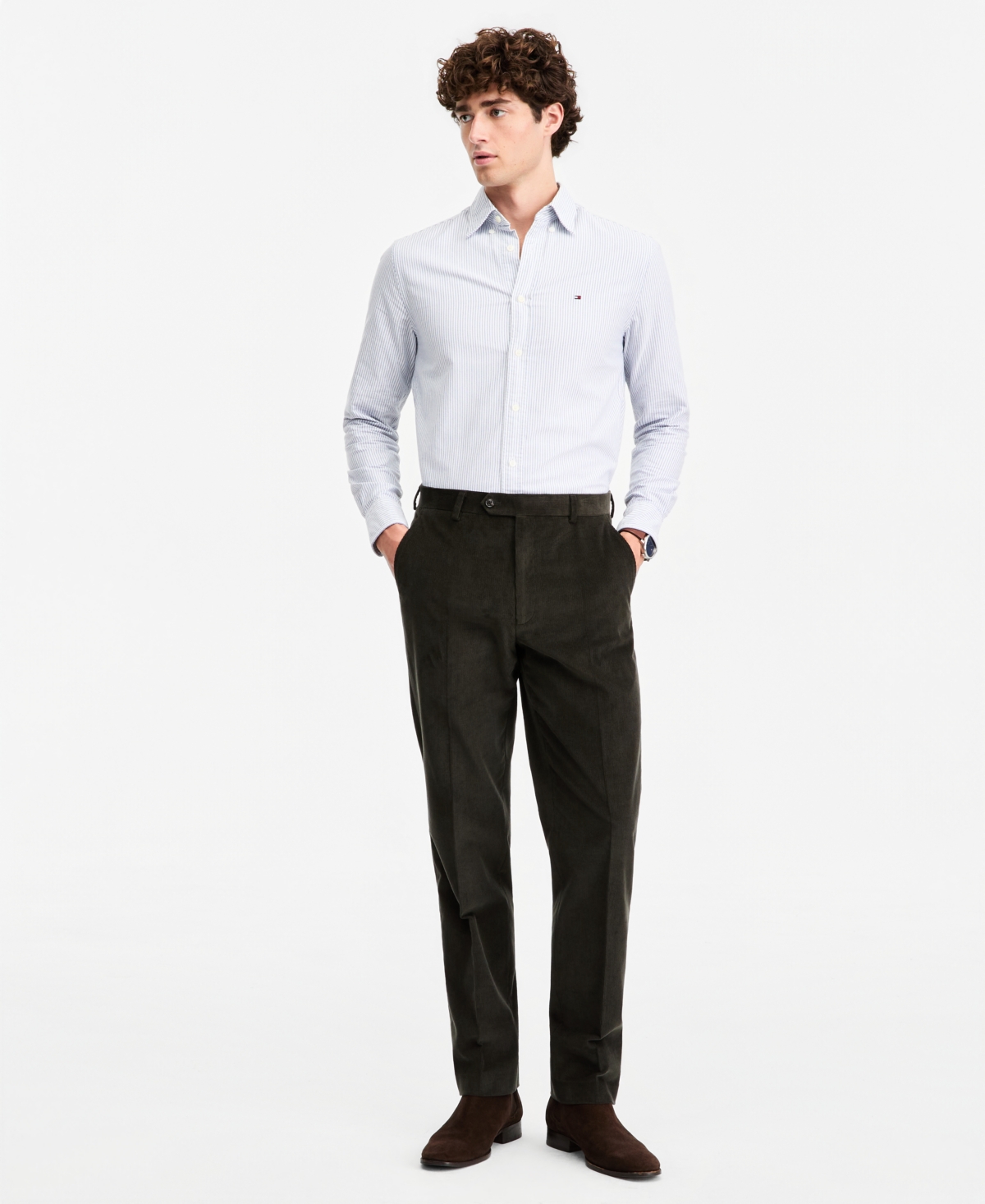 Click here for Tommy Hilfiger Mens Modern-Fit Solid Corduroy Pant... prices