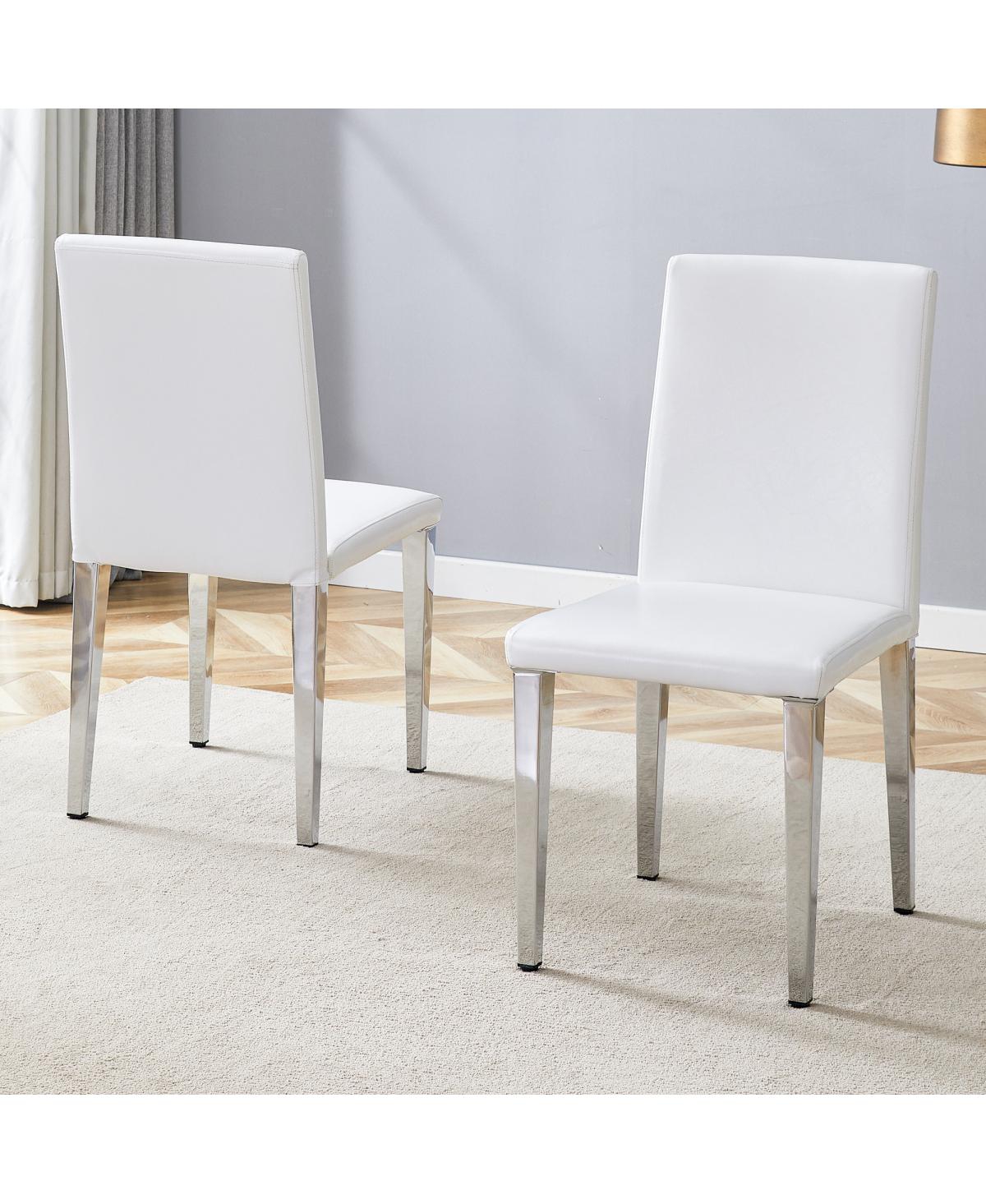 Click here for Streamdale Furniture Two Pu Dining Chairs with Sil... prices