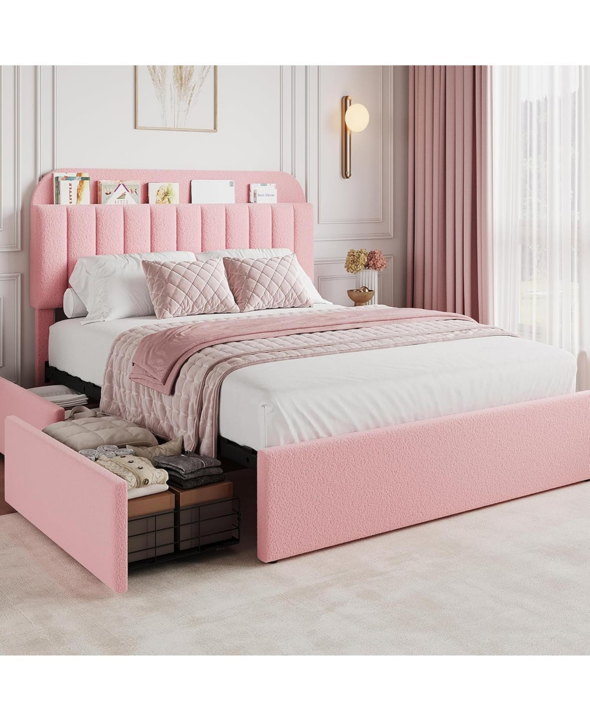 Click here for gaomon Bed Frame with Storage Headboard  Kids Bed... prices