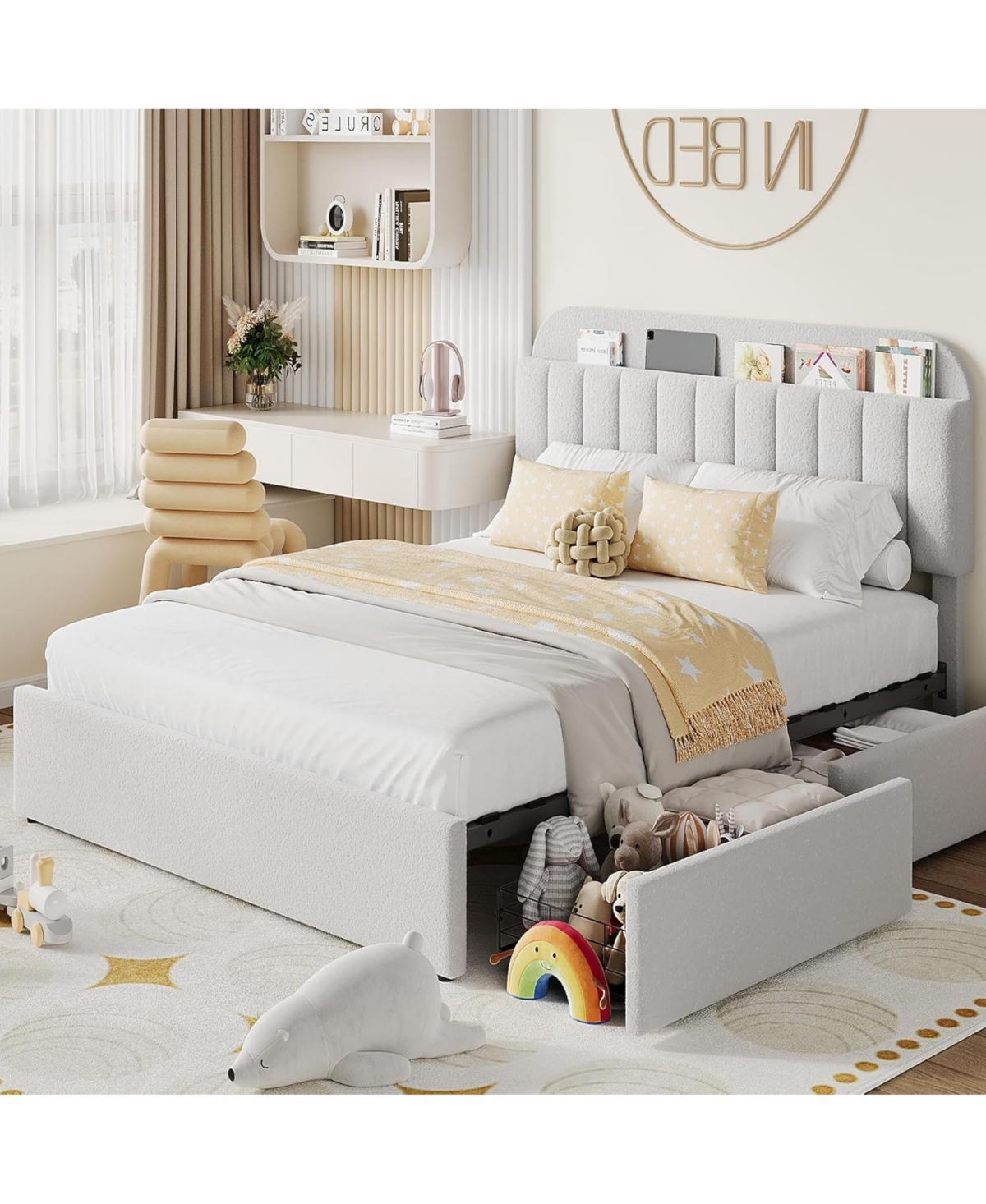 Click here for gaomon Bed Frame with Storage Headboard  Kids Bed... prices