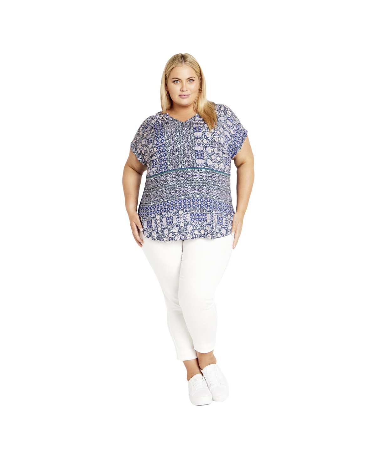 Click here for Avenue Womens Kara Mixed Media Top - Castaway prices