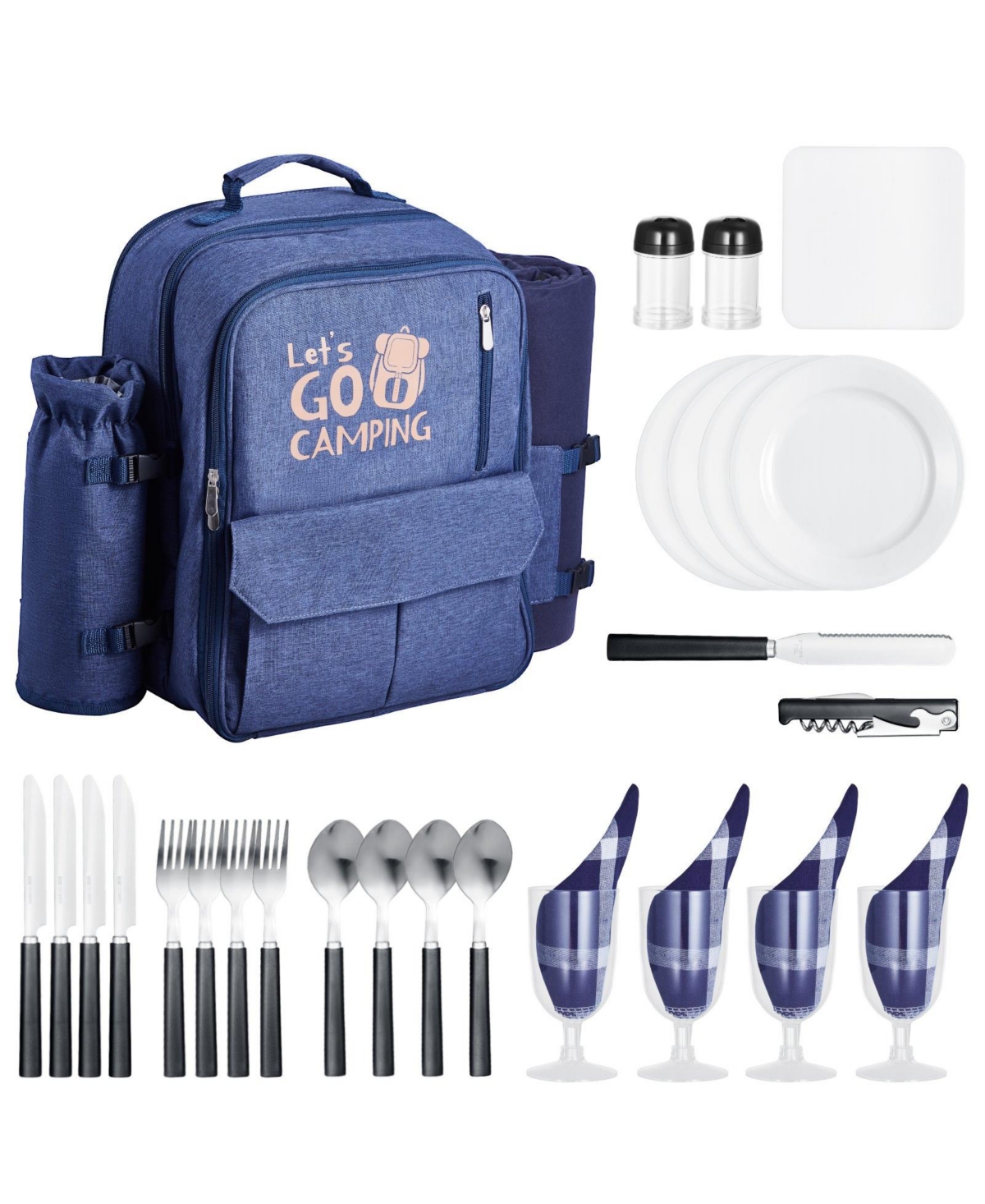 Click here for Mecale 4-Person Picnic Backpack with Insulated Coo... prices