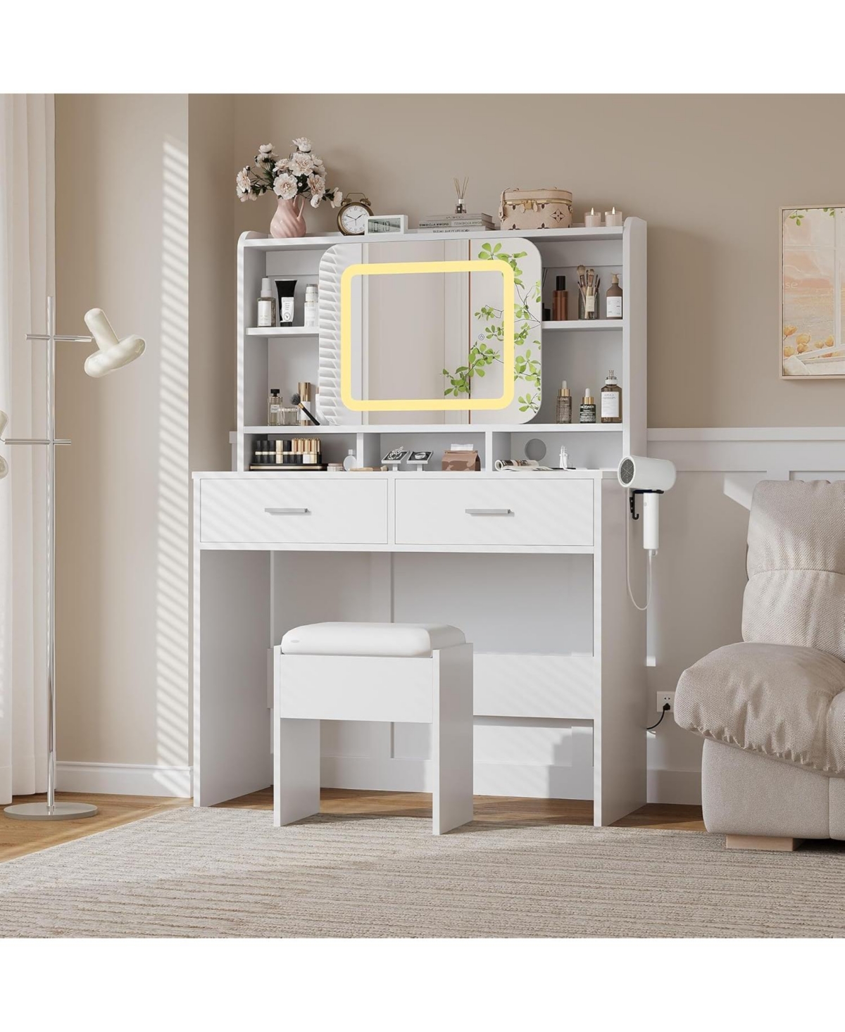 Click here for gaomon Makeup Vanity Set with Sliding Mirror and S... prices