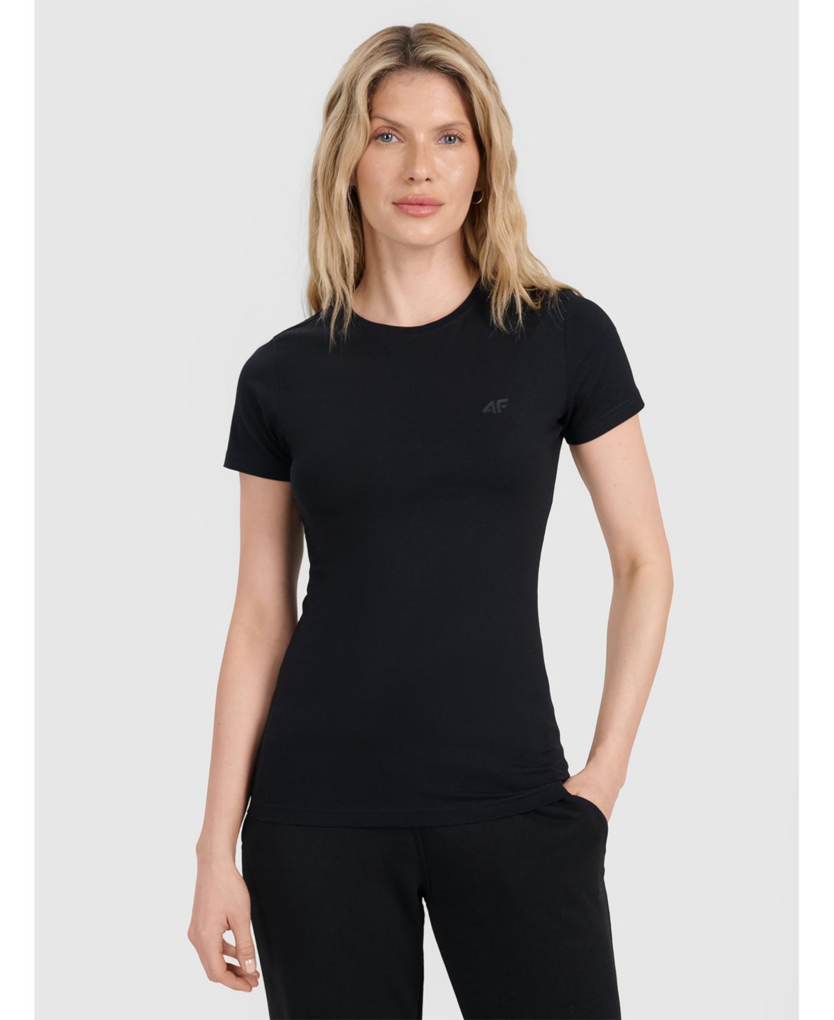 Click here for 4F Womens Slim Plain T-Shirt - Deep black prices