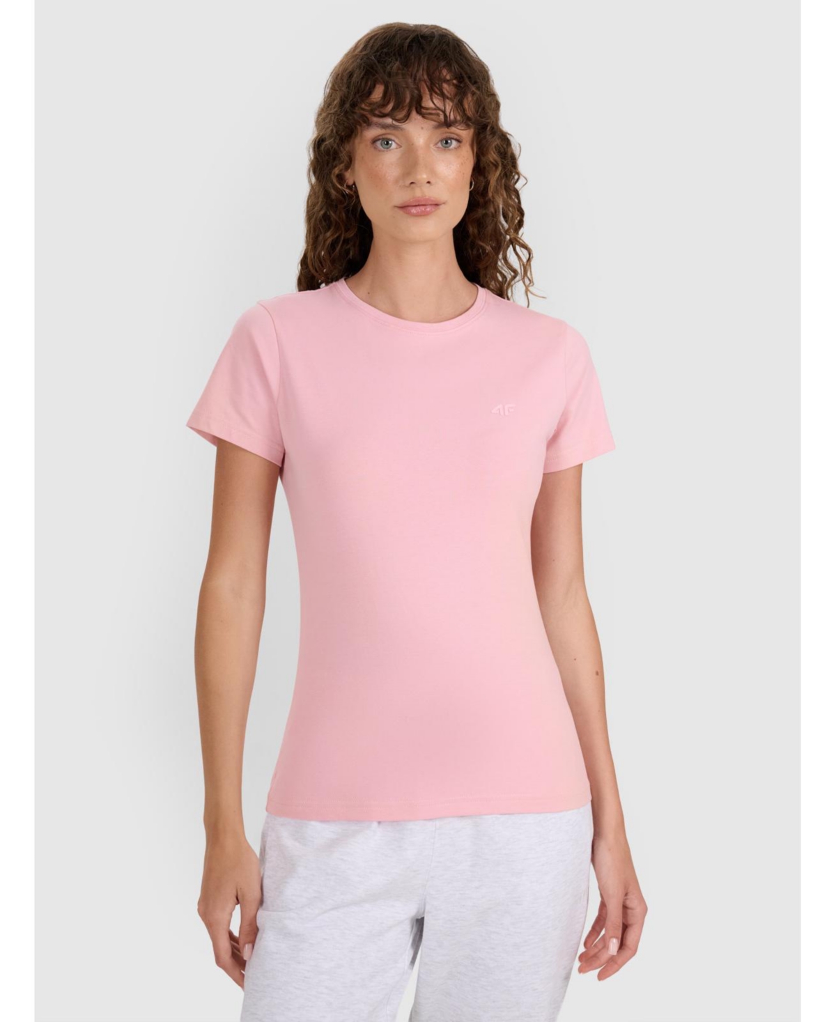 Click here for 4F Womens Slim Plain T-Shirt - Light pink prices