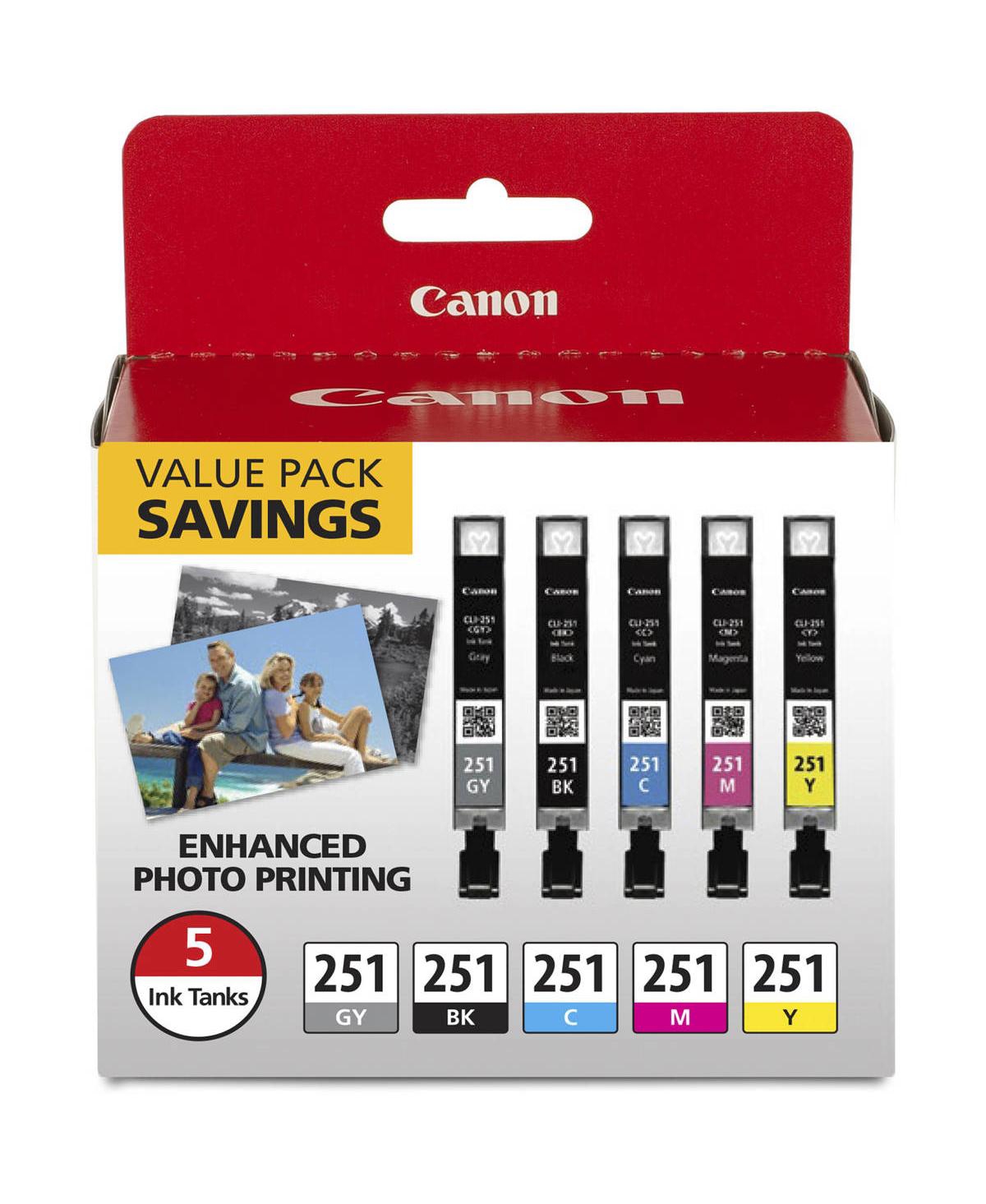 Click here for Canon Cli-251 Bk/Cmyg 5 Ink Color Multi Pack for M... prices