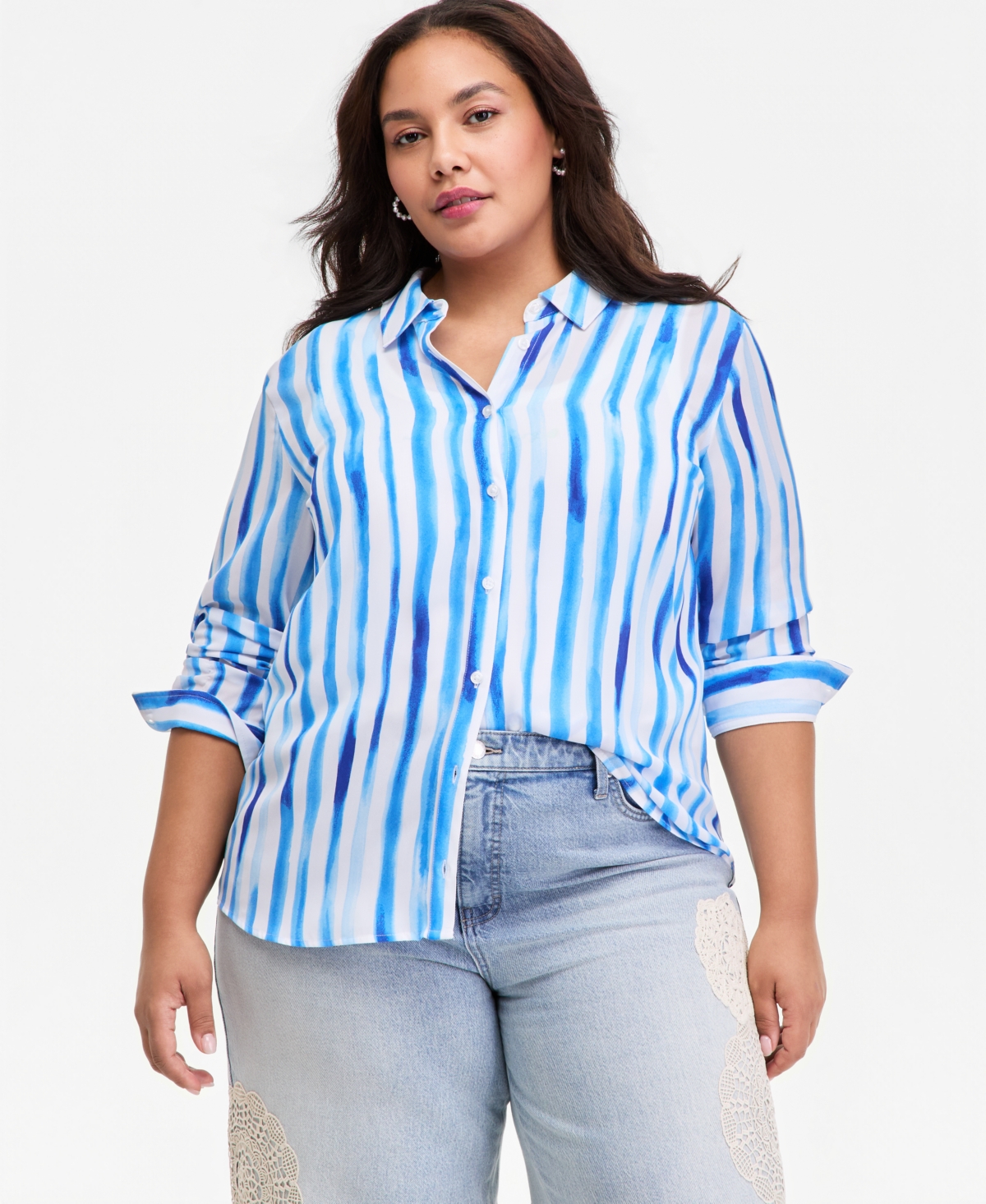 Click here for On 34th Trendy Plus Size Striped Shirt  Macys Excl... prices