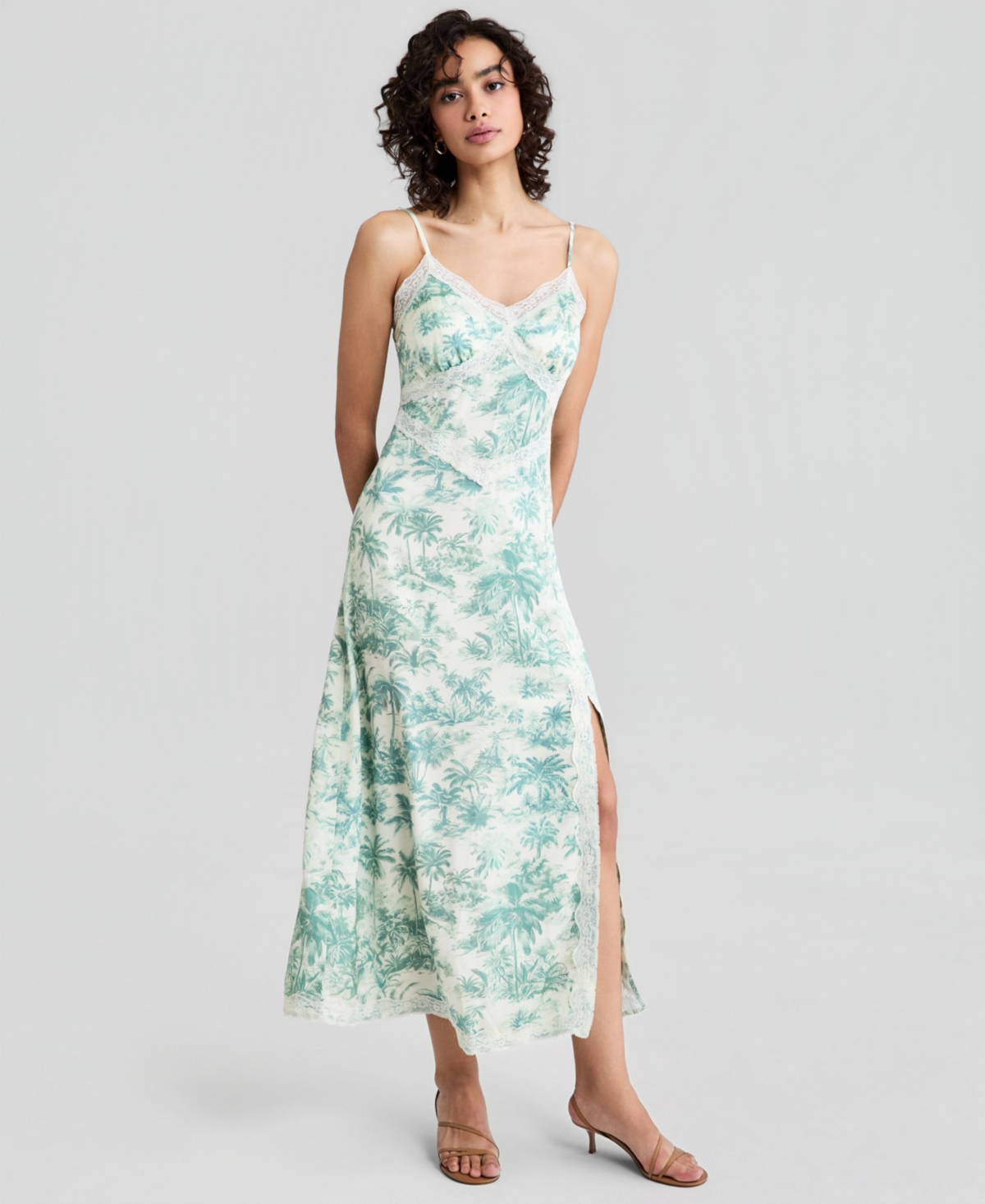 Click here for And Now This Womens Printed Lace-Trim Maxi Dress... prices