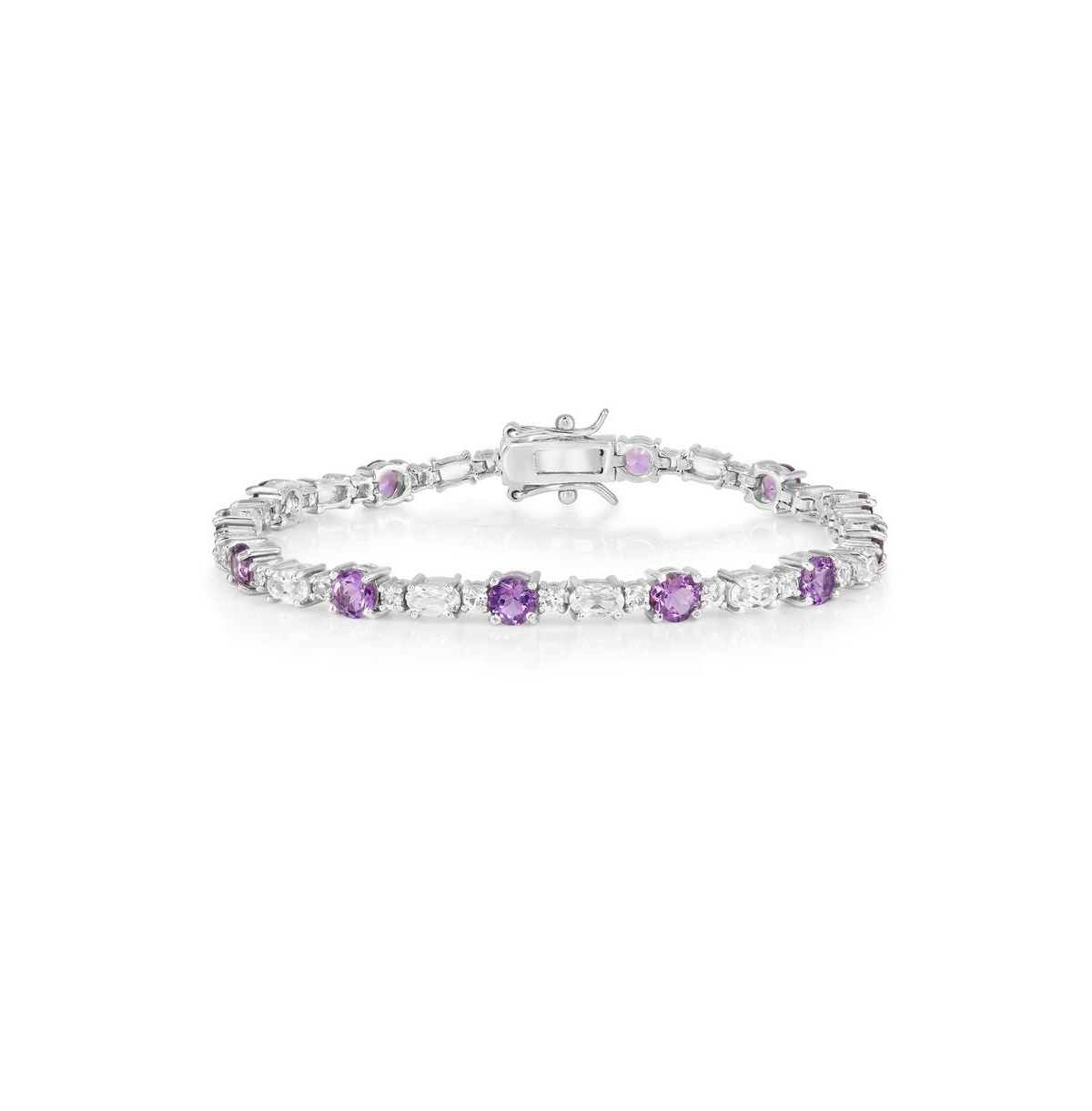 Click here for Simona Sterling Silver  Round & Oval Gem Bracelet... prices