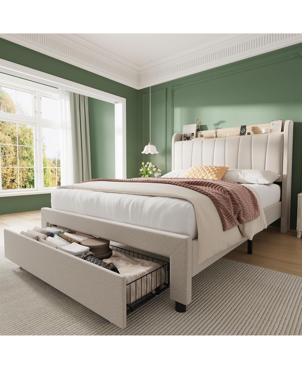 Click here for gaomon Bed Frame with Storage Headboard and Chargi... prices