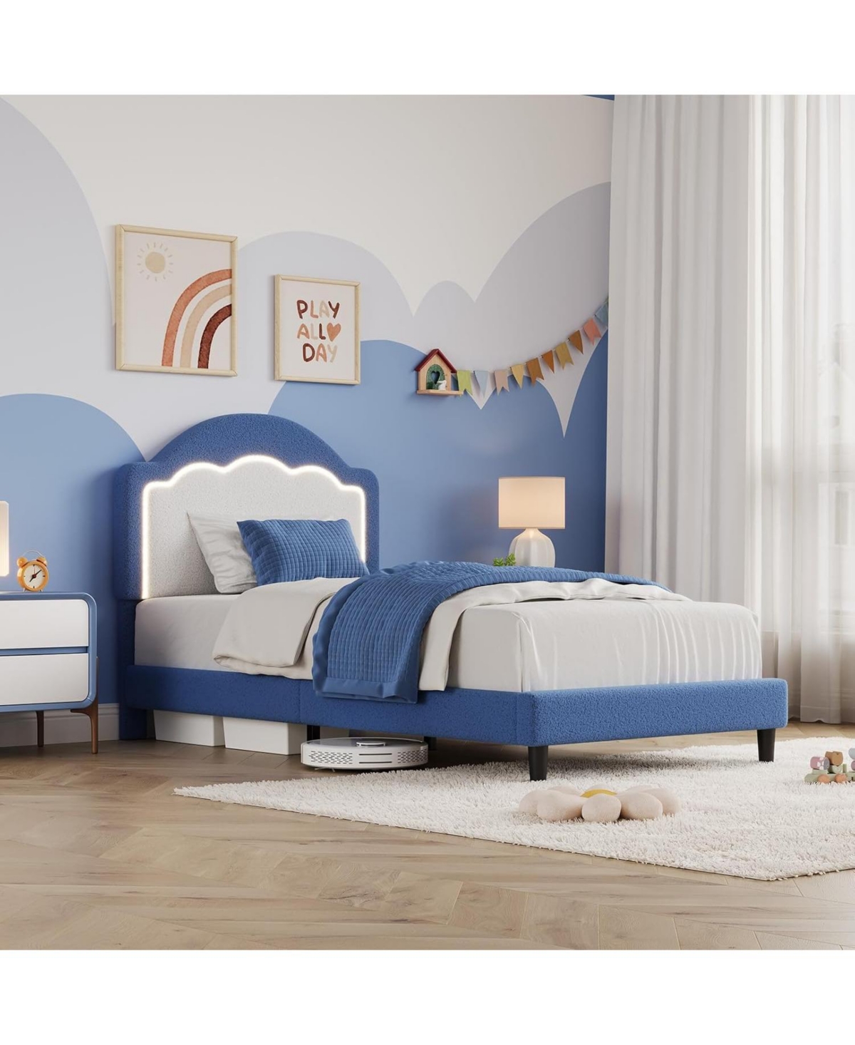 Click here for gaomon Twin Kids Upholstered Bed with Led Headboar... prices