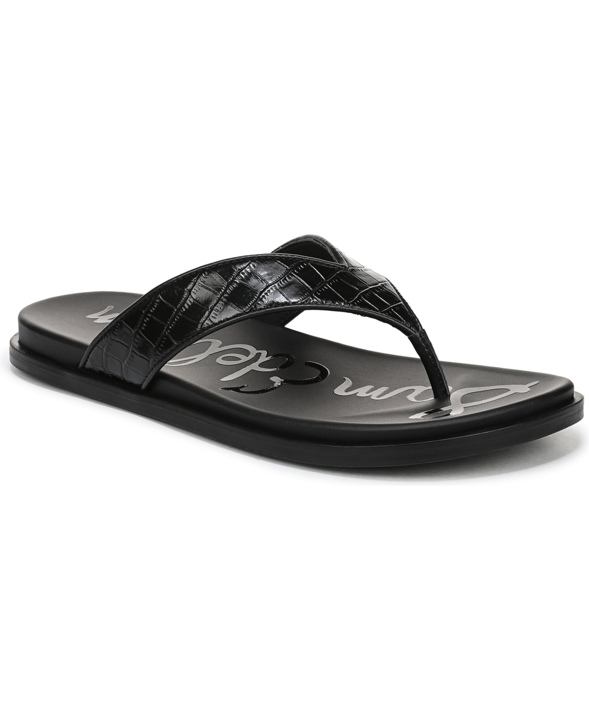 Click here for Sam Edelman Womens Lila Thong Sandals - Black Croc... prices